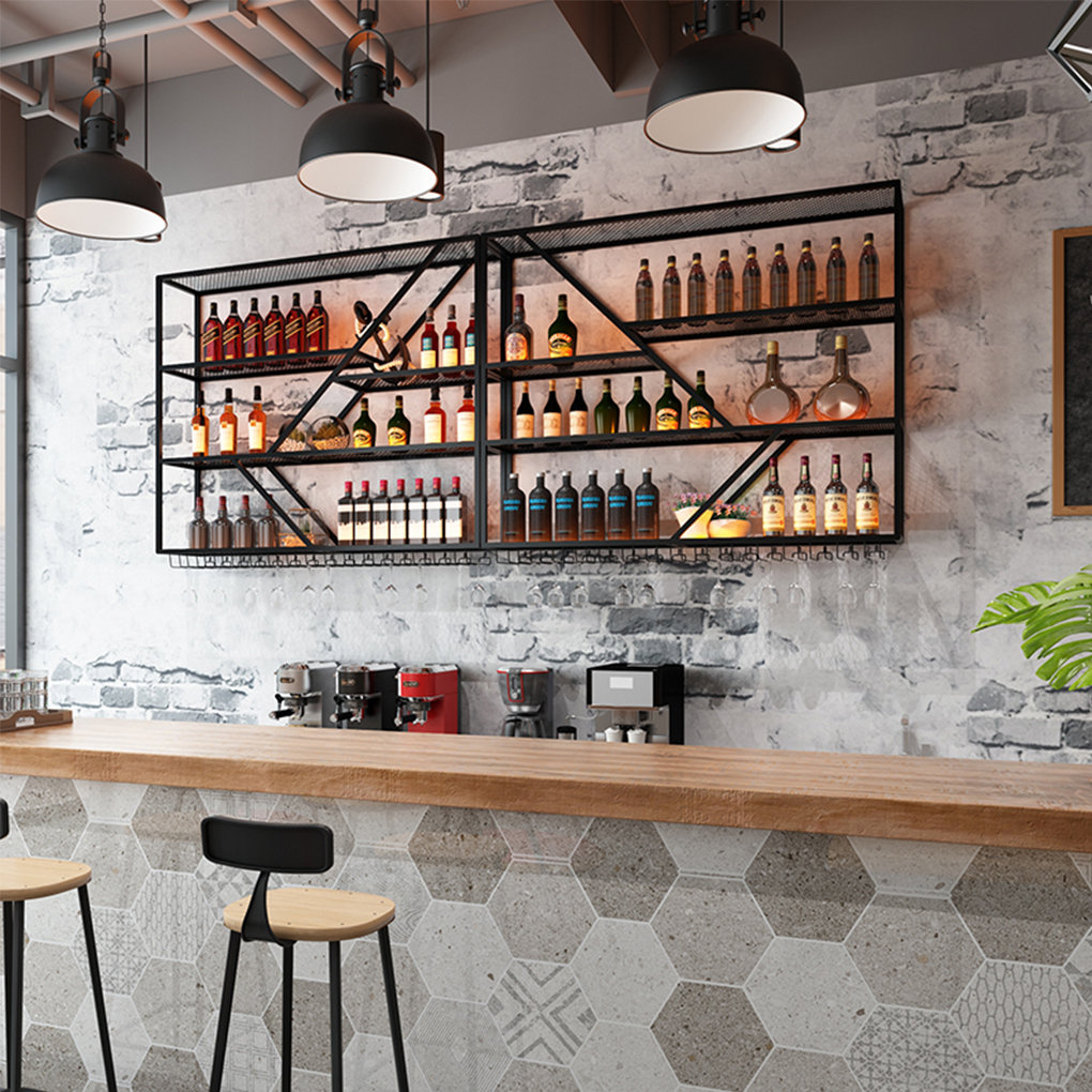 L Wall-hanging Wine Rhythm Simple black wall mounted wine rack | Wayfair