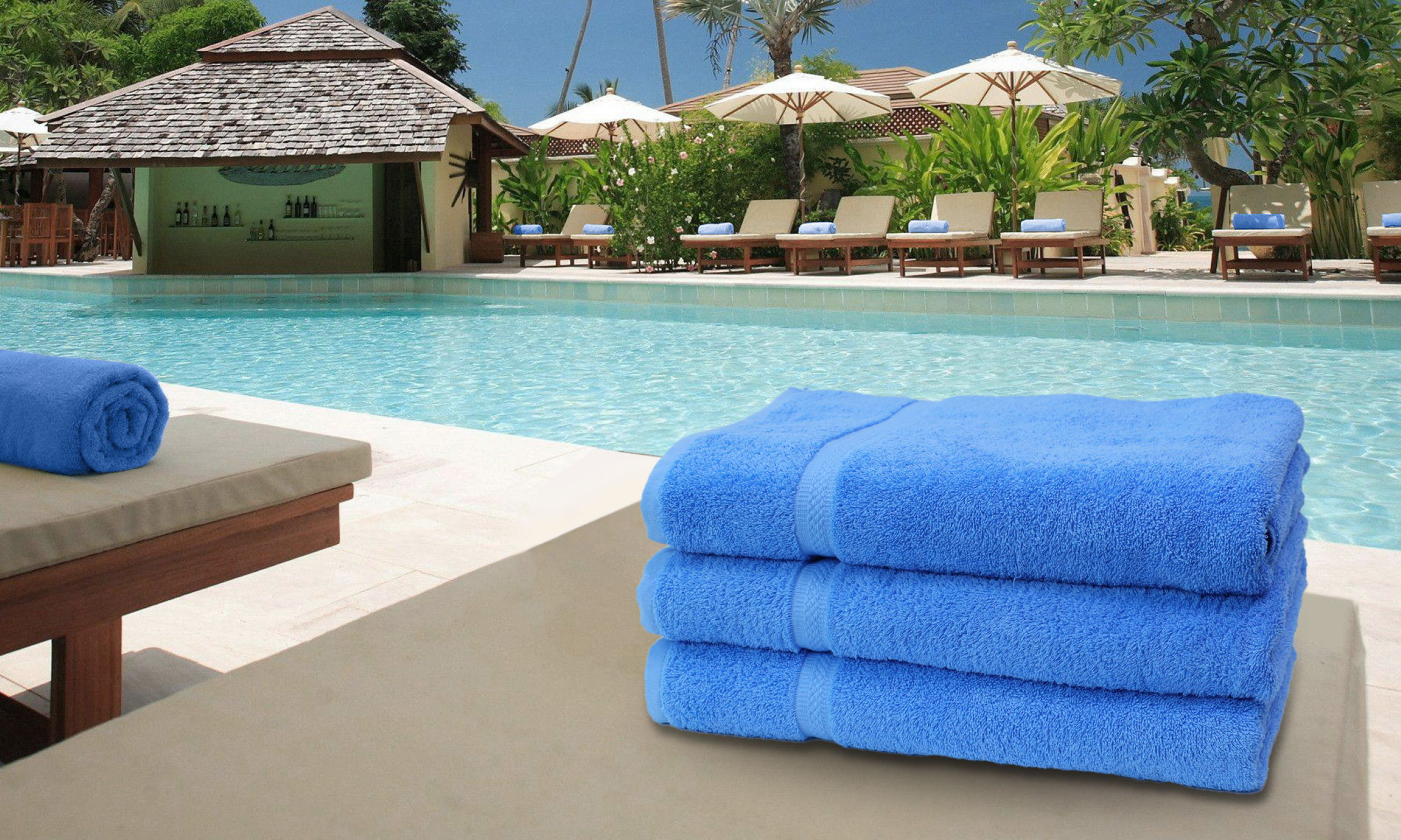 WestPoint Hospitality Martex Pool Caribbean Bahama Blue Bath Sheet ...