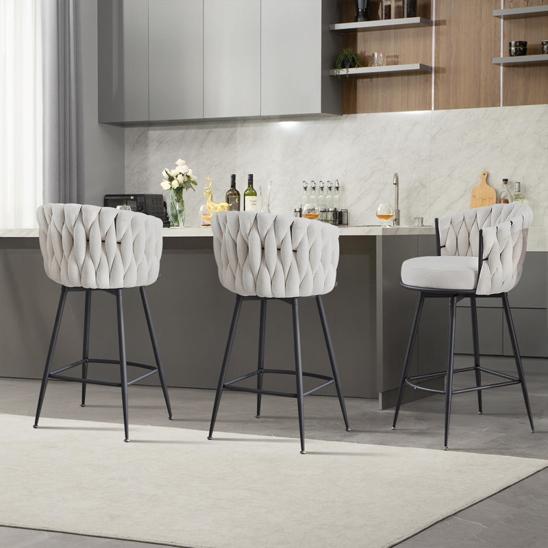 Corrigan Studio® Swivel Bar Stool With Curved Weaving Design & Reviews ...