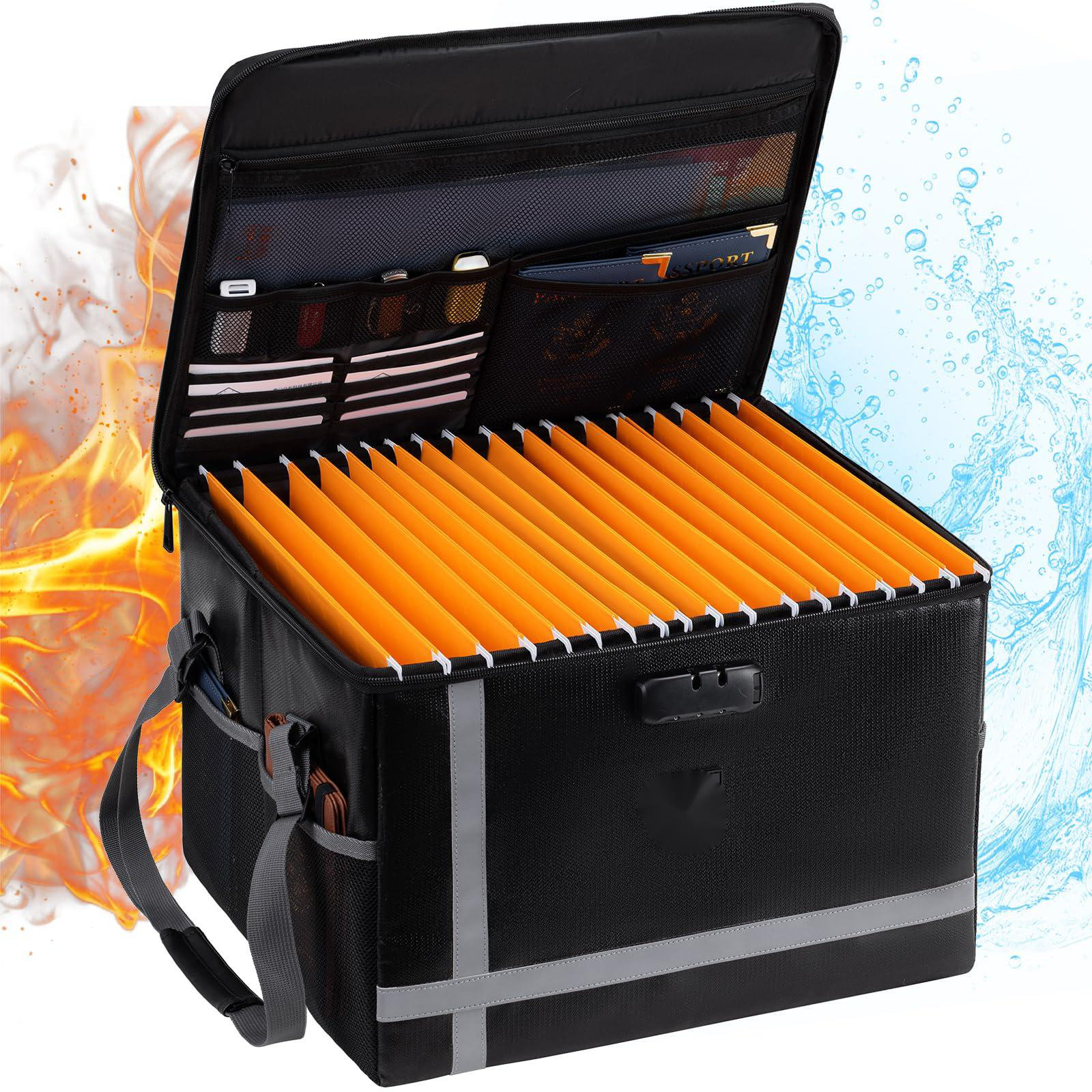 Fish hunter Fireproof Document Box With Lock, High Capacity File Box ...