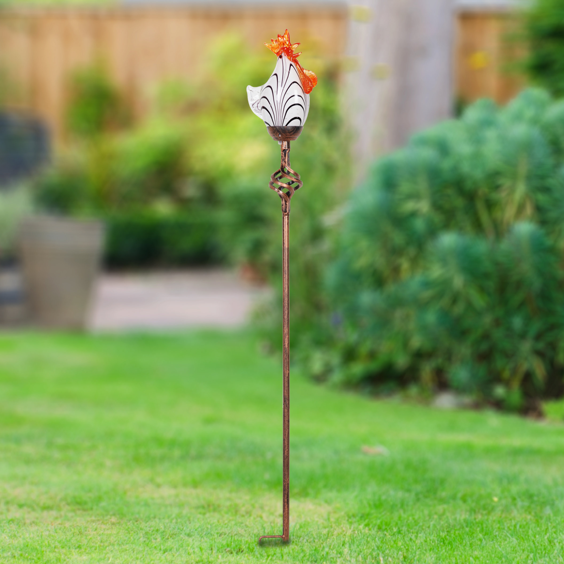 Exhart Solar Glass Rooster Garden Stake in Pink, 32 Inch & Reviews ...