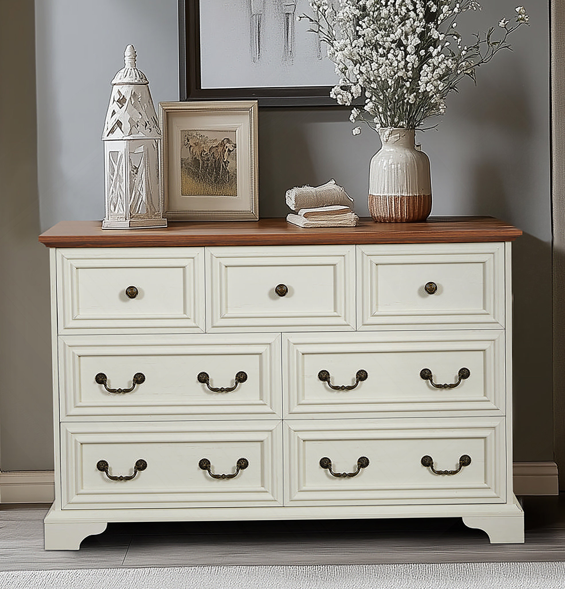 Dovecove Horizontal Manufactured Wood Dresser with 7 Drawers | Wayfair