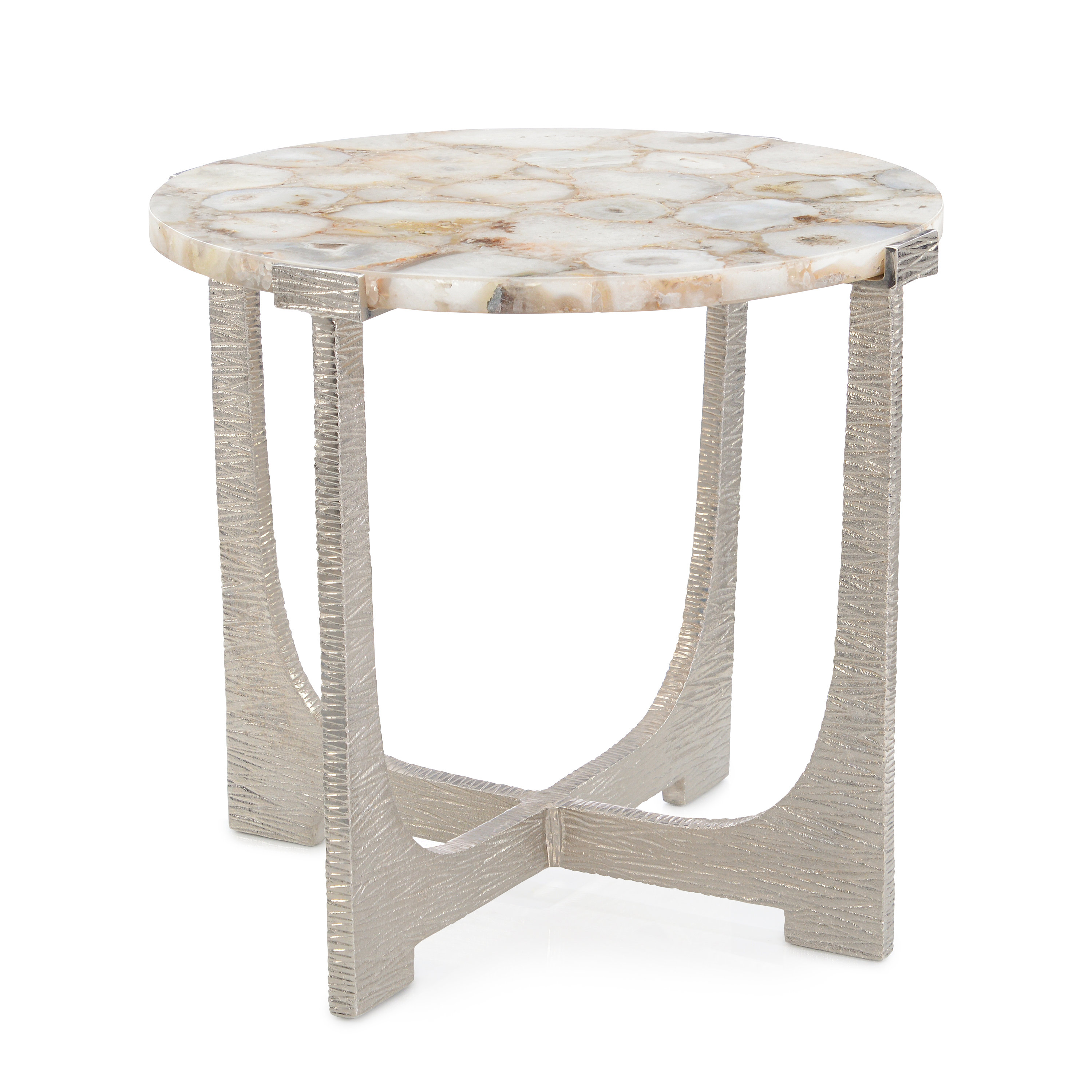 John-Richard Unity Round Agate End Table, Nickel | Wayfair