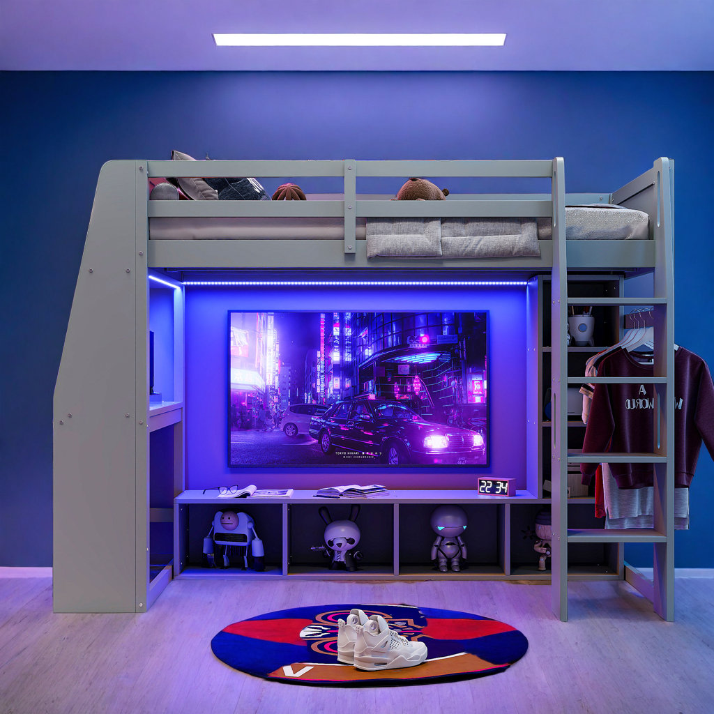 Isabelle & Max™ MultiFunctional LED Gaming Loft Bed with Built-In ...