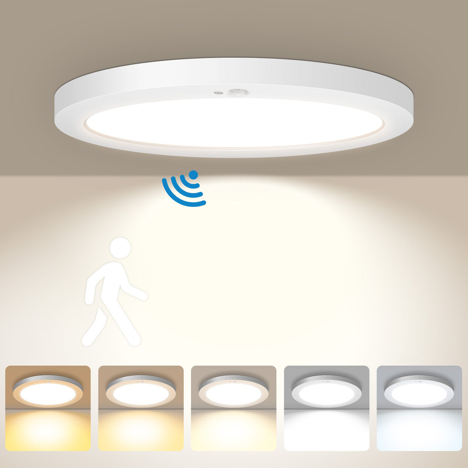 Wrought Studio™ Motion Sensor Ceiling Light Indoor Wired PIR, 5CCT, 9 ...