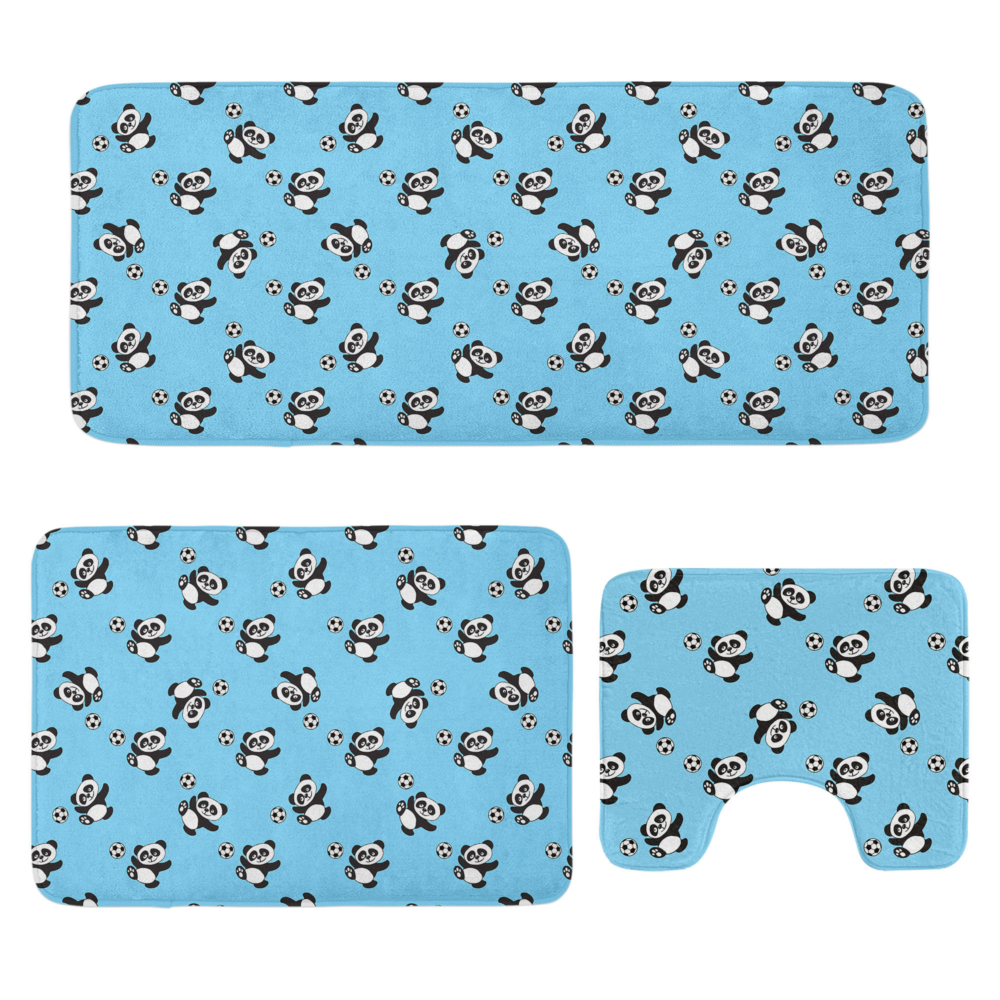 East Urban Home Soccer Bathroom Rug Set 3 Pieces U-Shape & Rectangle ...