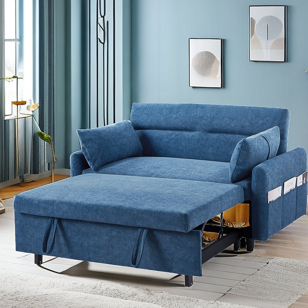 Ebern Designs Ramarni Pull Out Sleep Sofa Bed with Adjustable Backrest ...