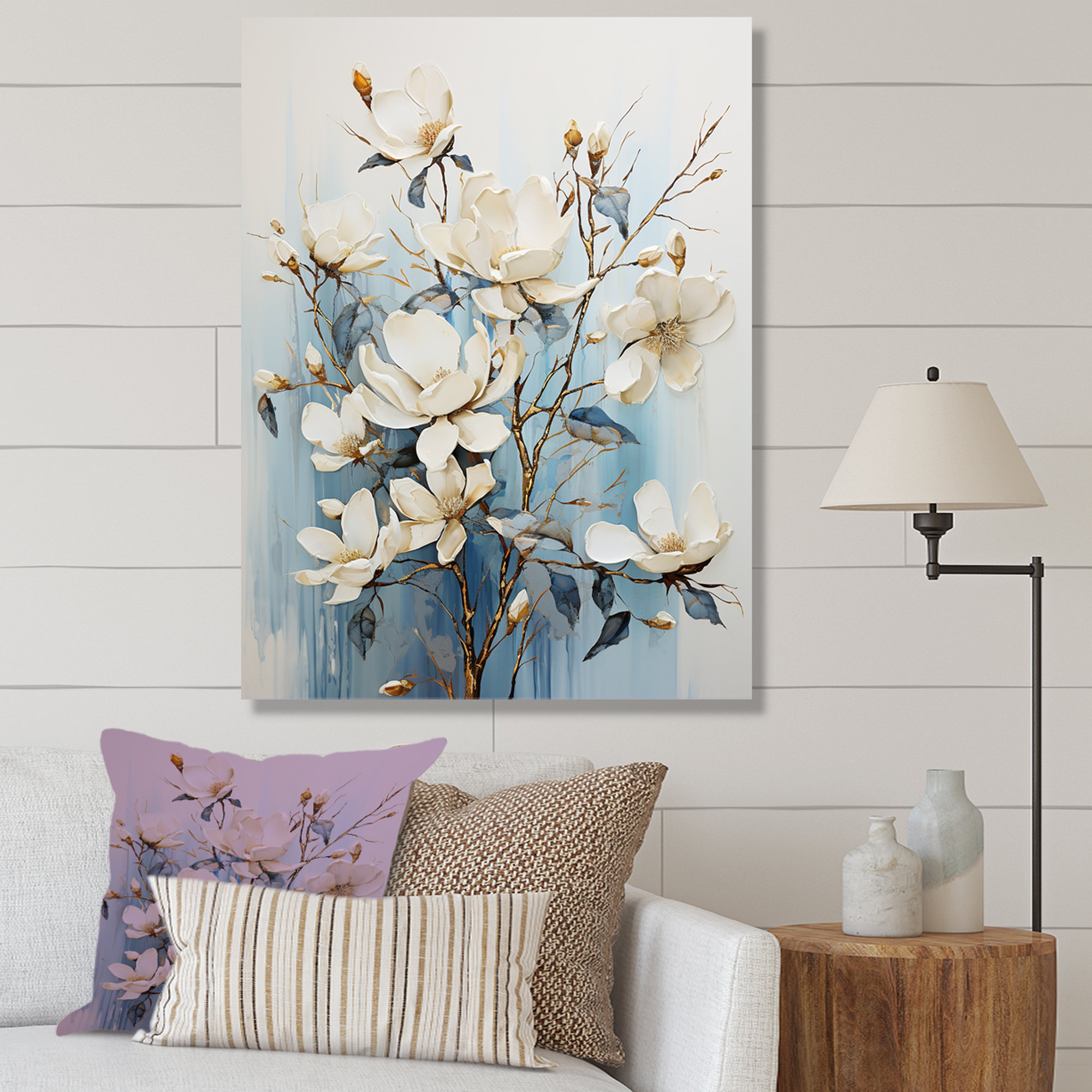 Winston Porter White And Blue Magnolia Blossom Beauty II - Print on ...