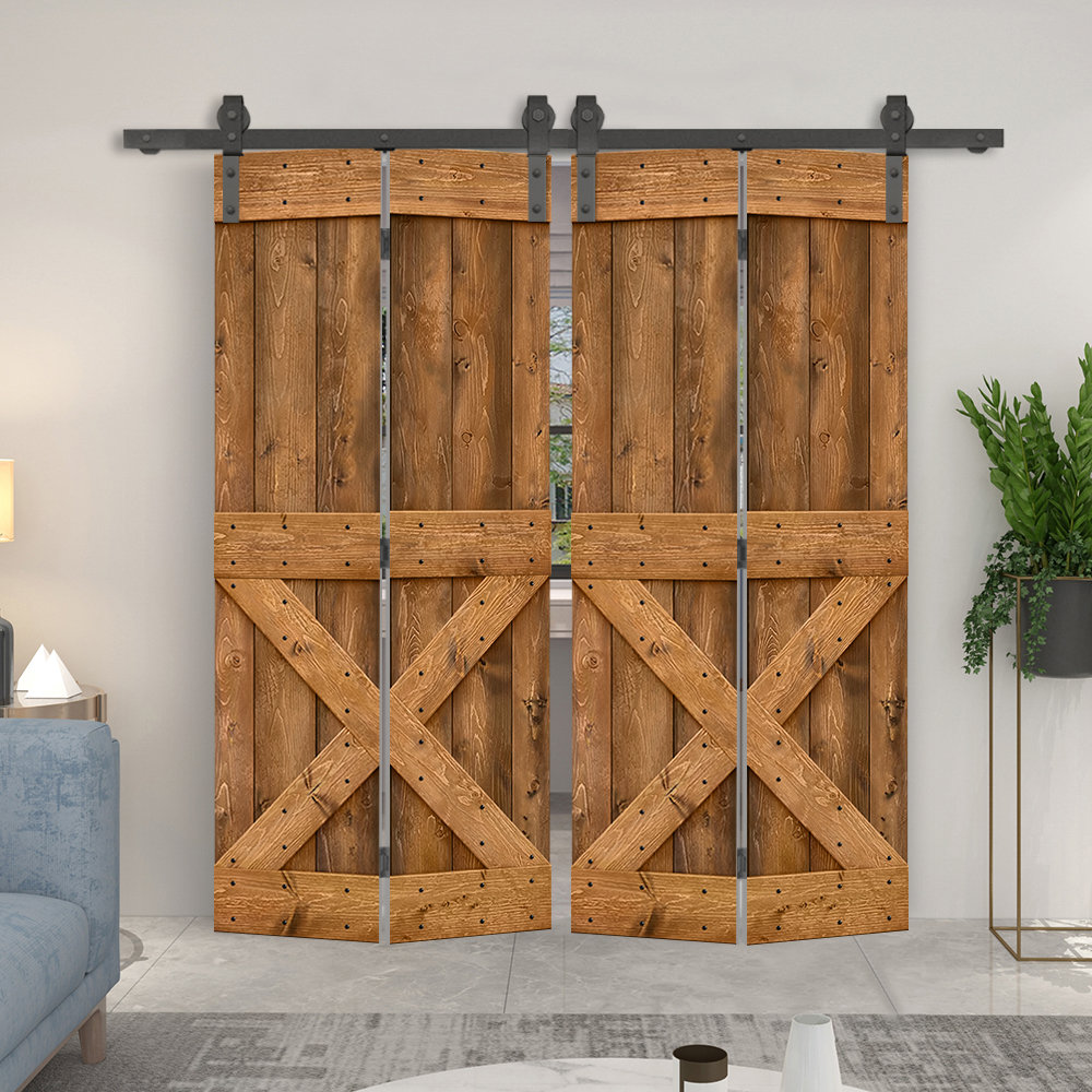 Calhome Barn Door Wood 84 Bi-Fold with Installation Hardware Kit ...