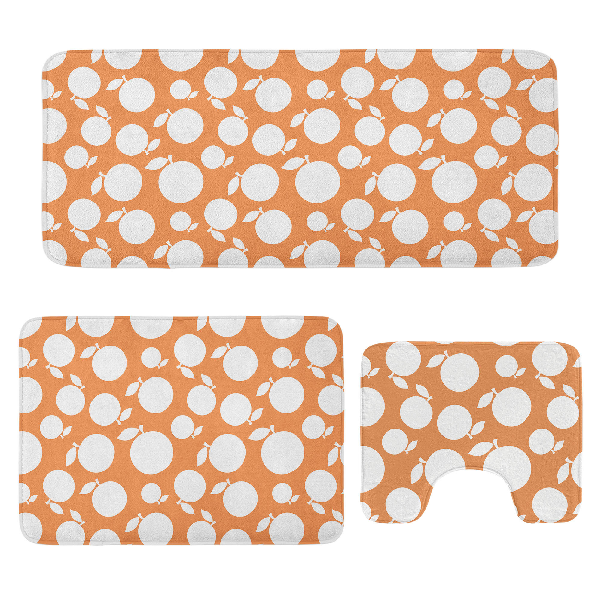 Latitude Run® Peach Bathroom Rug Set 3 Pieces U-Shape & Rectangle Mats ...