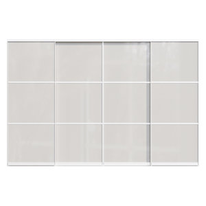 Home Worthy 4-Panels Aluminum Frame Tempered Glass Room Divider Closet ...