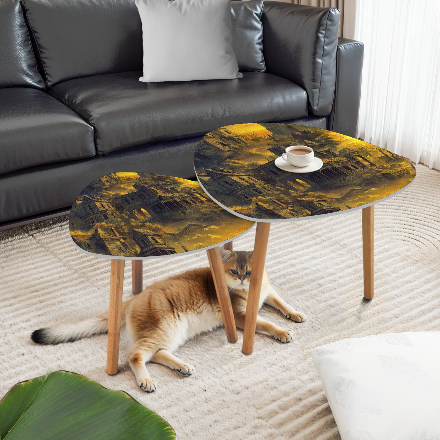 George Oliver Triangle Nesting Coffee Table Set of 2 Eerie Shadows ...