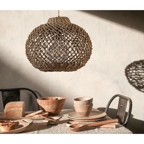 Bayou Breeze Alloway 1 - Light Rustic Seagrass Pendant Light in Brass ...