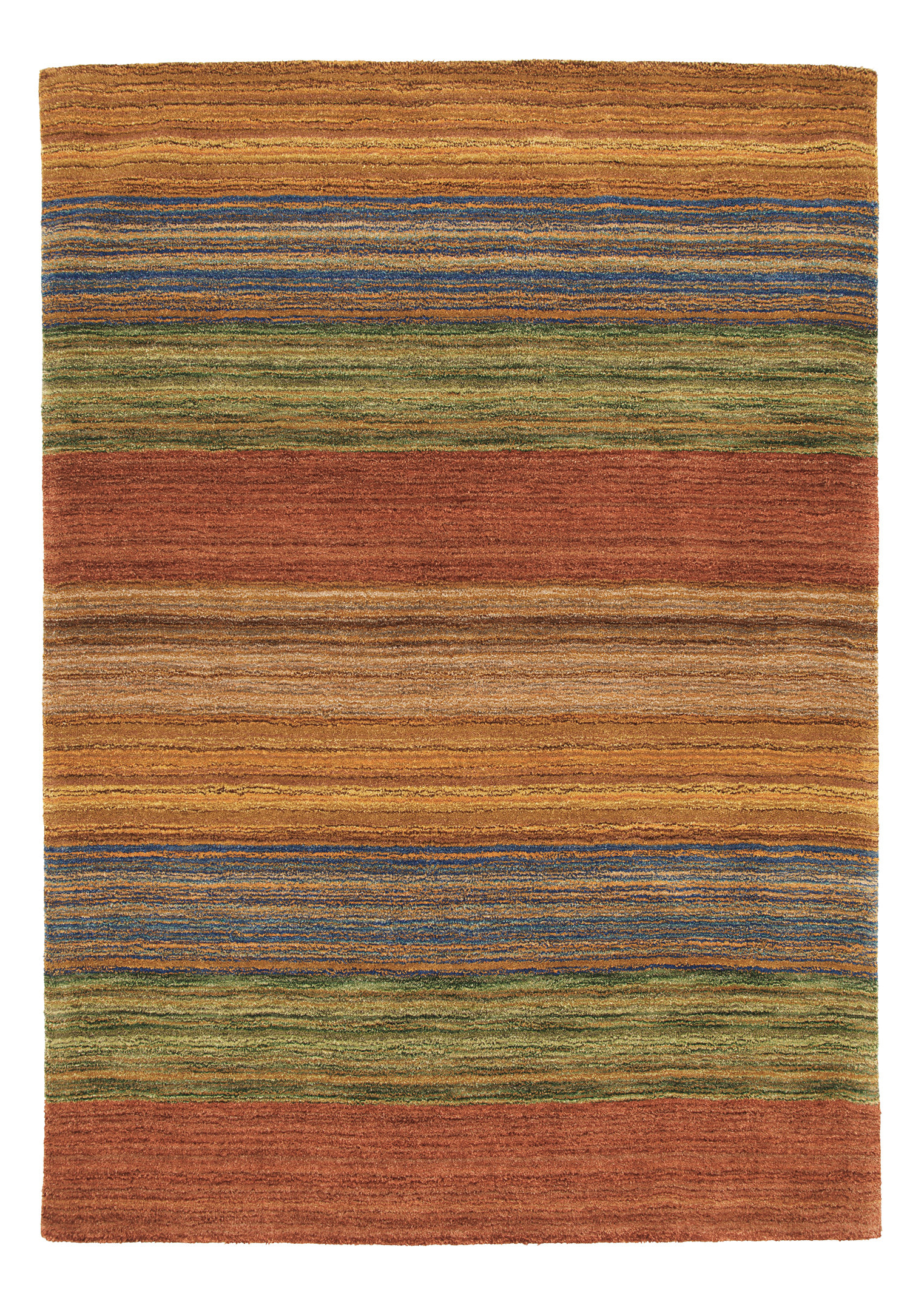 CompanyC Brushstroke Striped Handmade Tufted Wool Red/Orange/Green Area ...