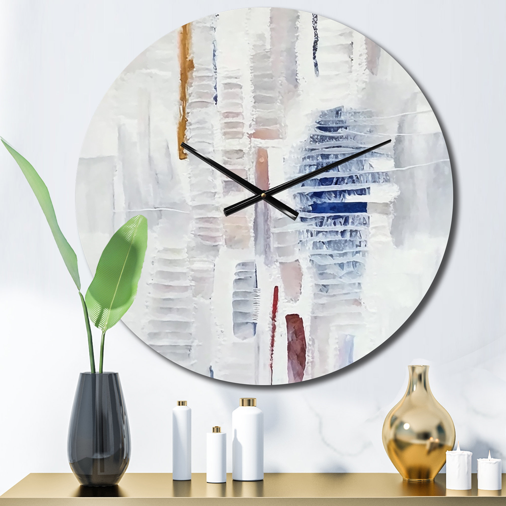 Design Art Peaceful Afternoon Minimal Abstract Painting Blue Metal Wall ...