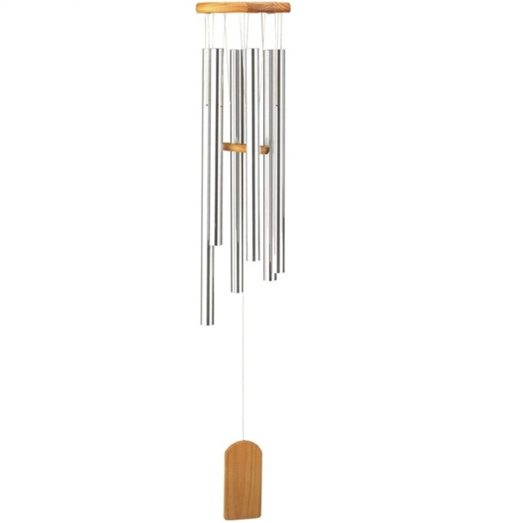 Arlmont & Co. Long Silver Wood Top Traditional Wind Chime - Wayfair Canada