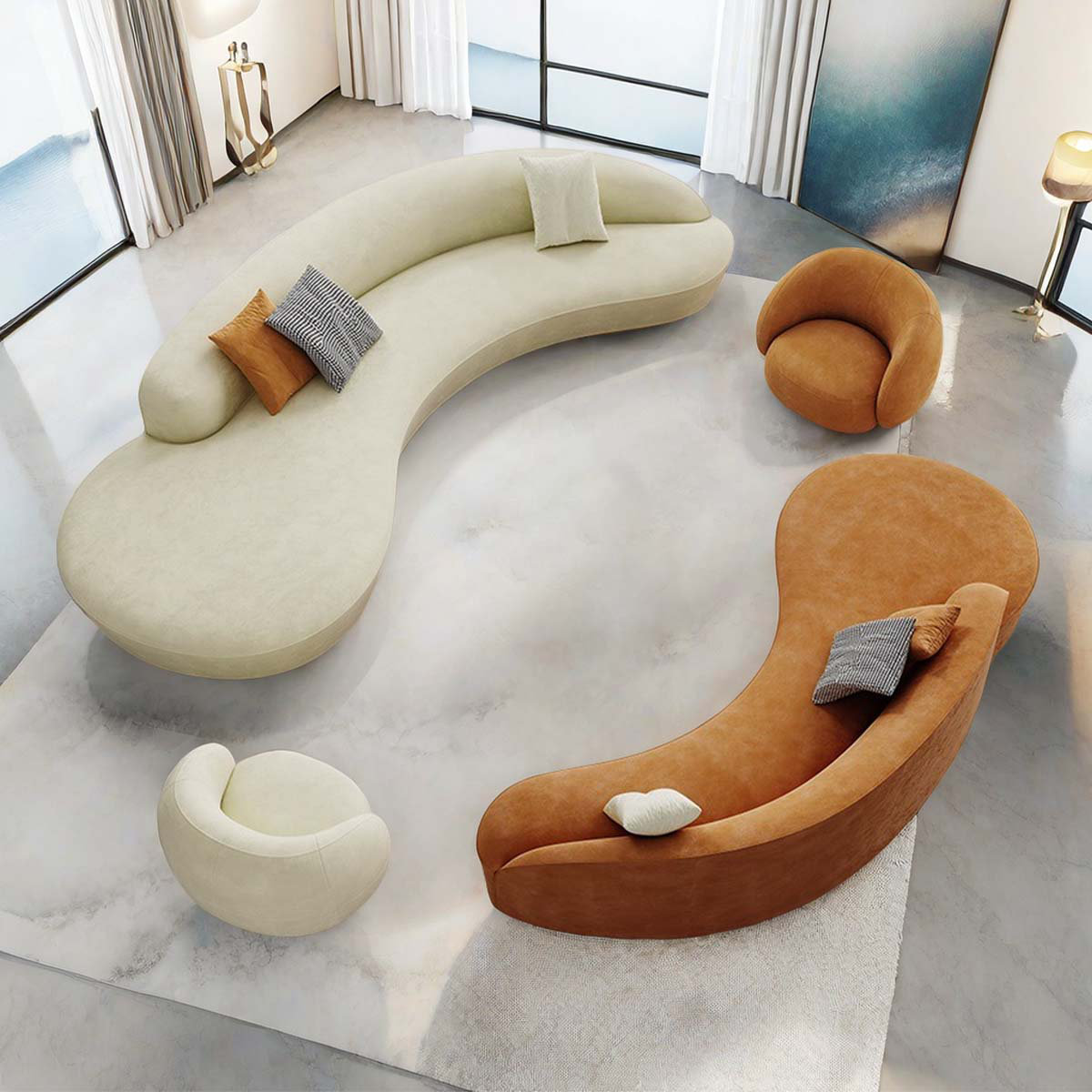 CoyNet Sofa Boutique Modern creative light luxury curved sofa combinati ...