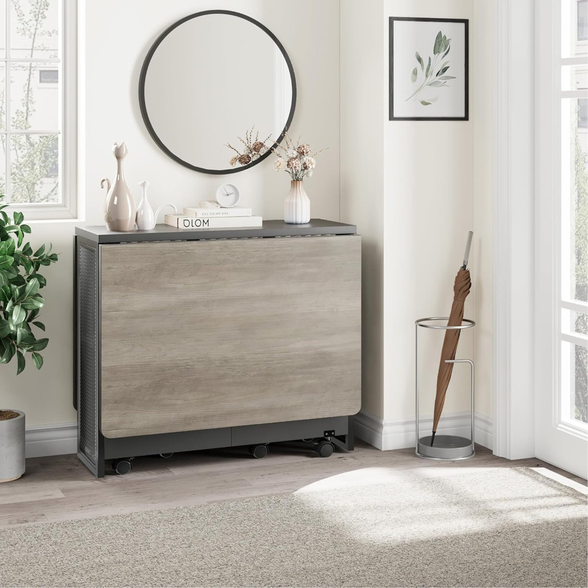 gaomon Space Saving Folding Dining Table With 2 Tier Storage-Extendable ...