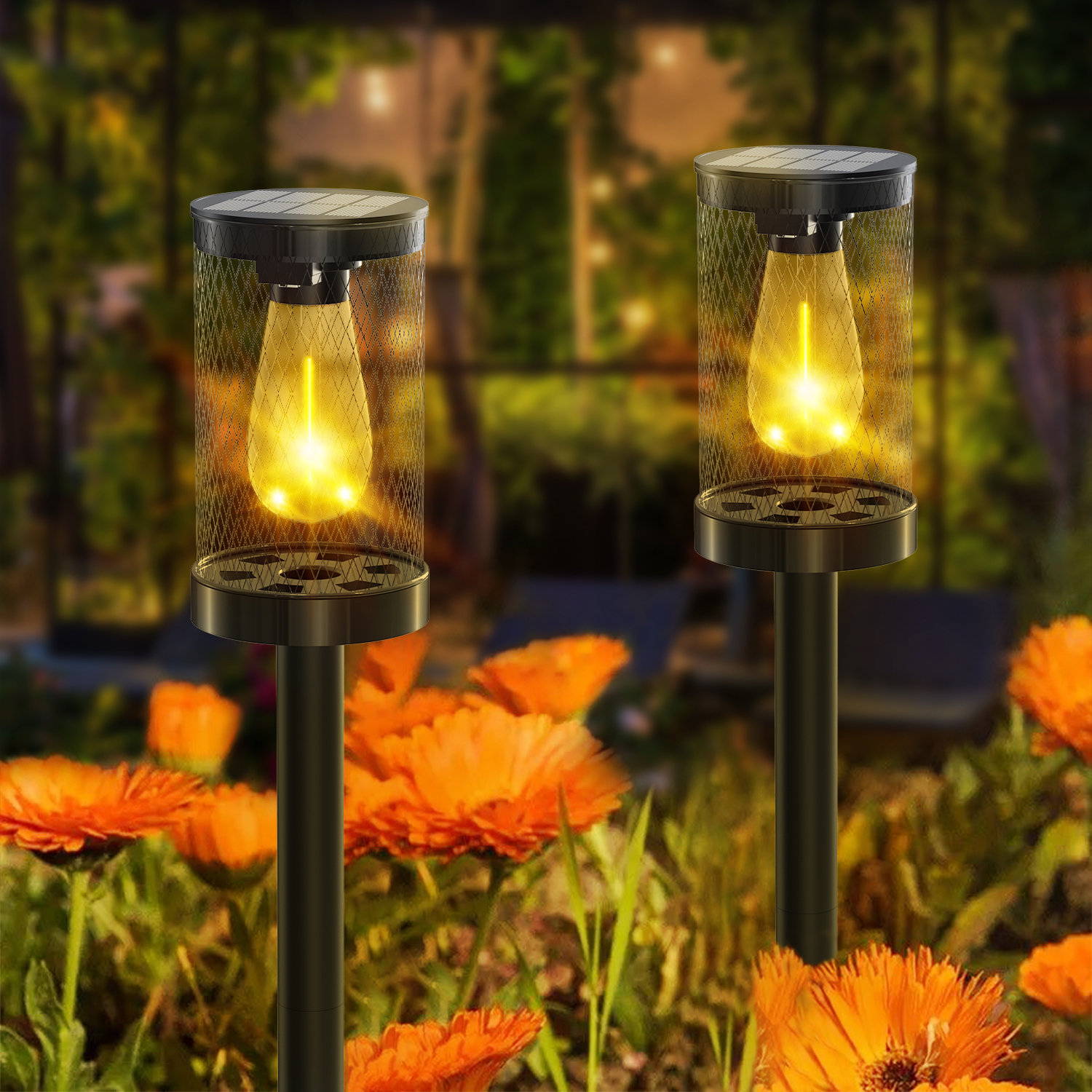 NENRENT Black Low Voltage Solar Powered Integrated LED Pathway Light ...