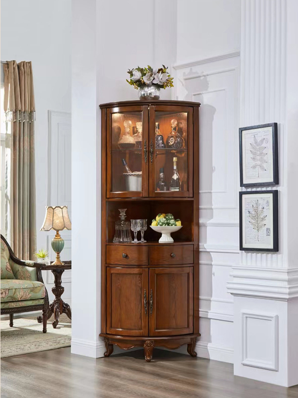 Canora Grey 21.65" Brown Standard Solid Wood Display & China Cabinets ...