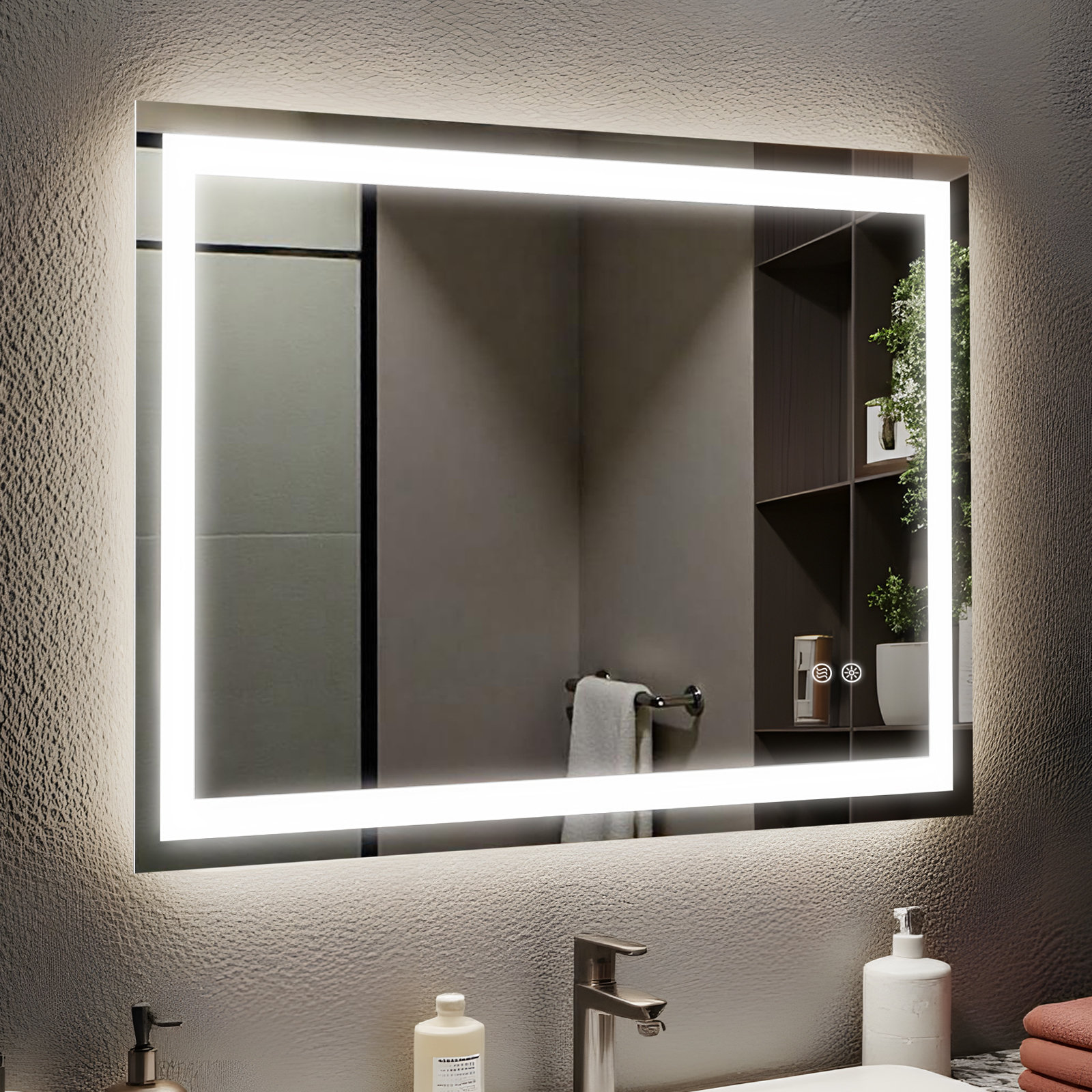 Wrought Studio™ Bathroom Smart Mirror with Lights - Led Mirror, Backlit ...