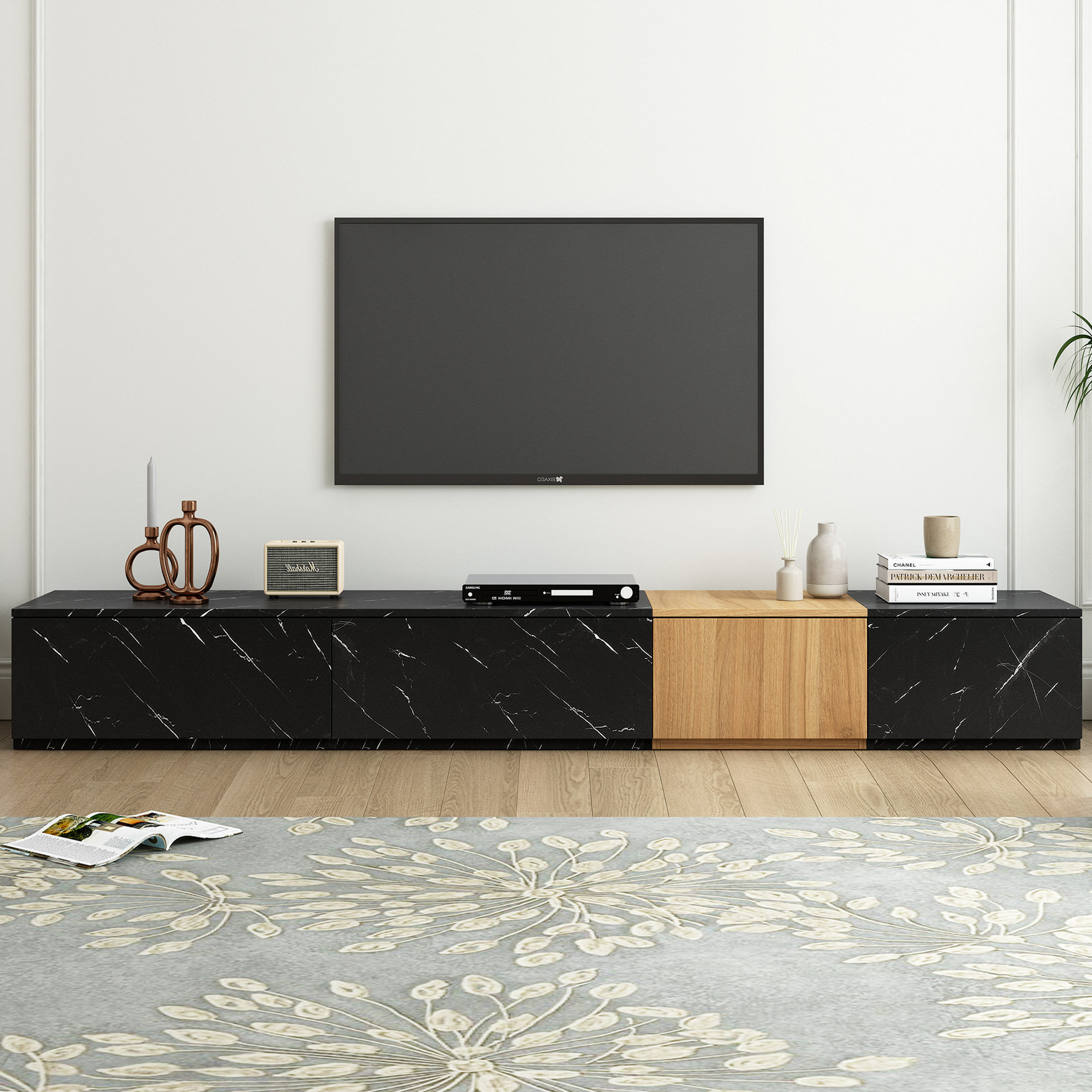 Latitude Run® TV Stand With Walnut Wood Grain Finish For Tvs Up To 88 ...