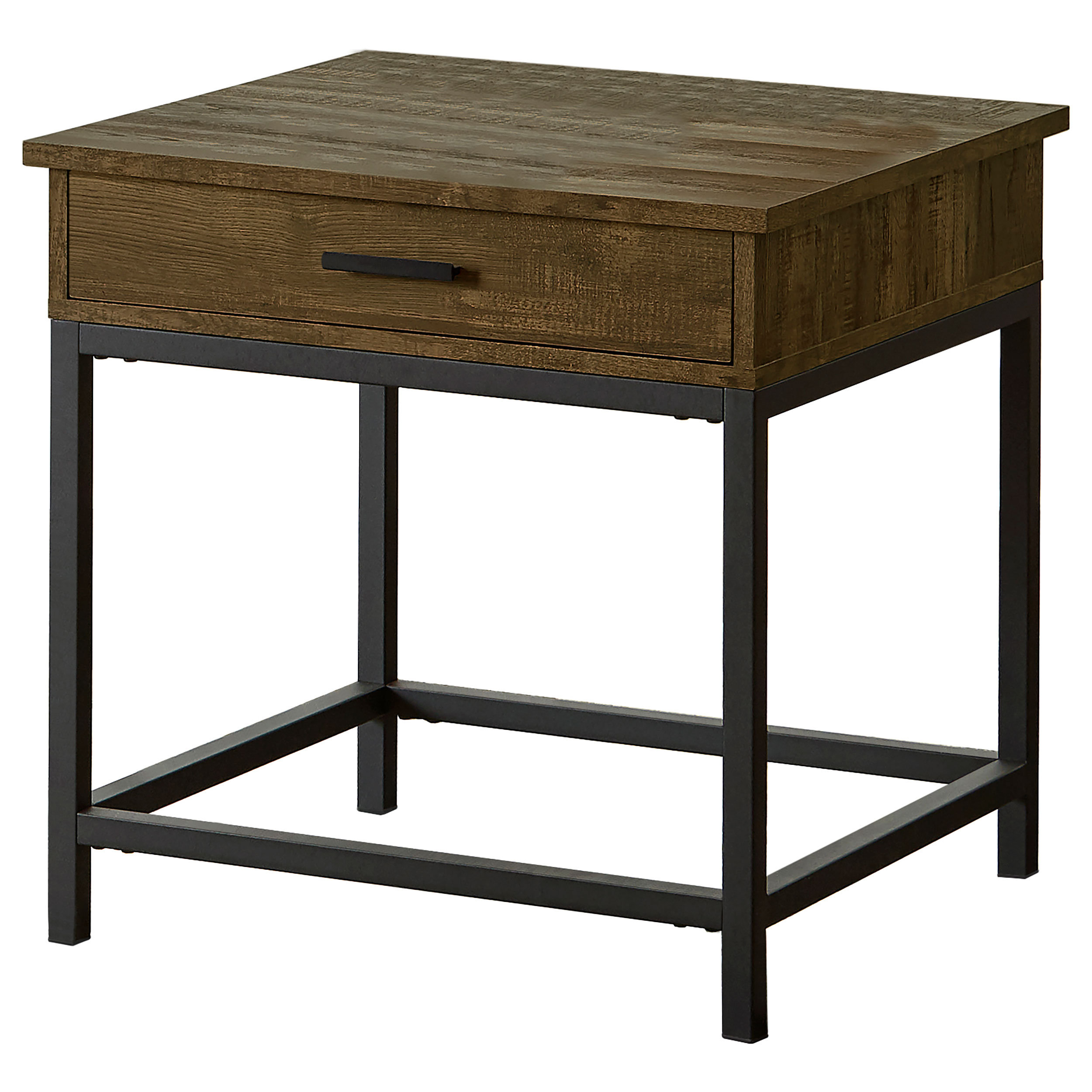 Ivy Bronx Byers 1-drawer Square Engineered Wood End Table Brown Oak ...
