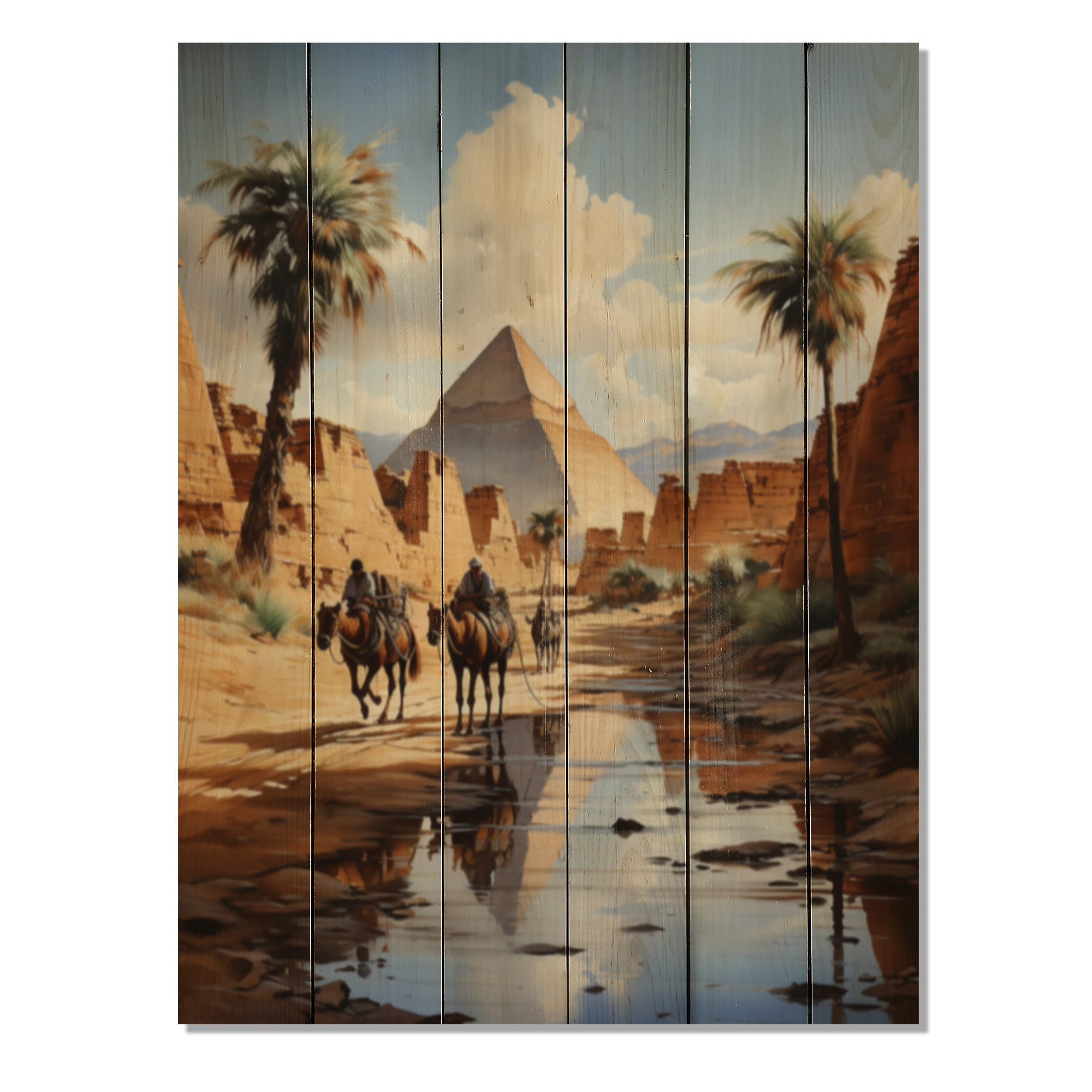 Union Rustic Egypt Majestic Pyramids II - Egypt Print On Natural Pine ...