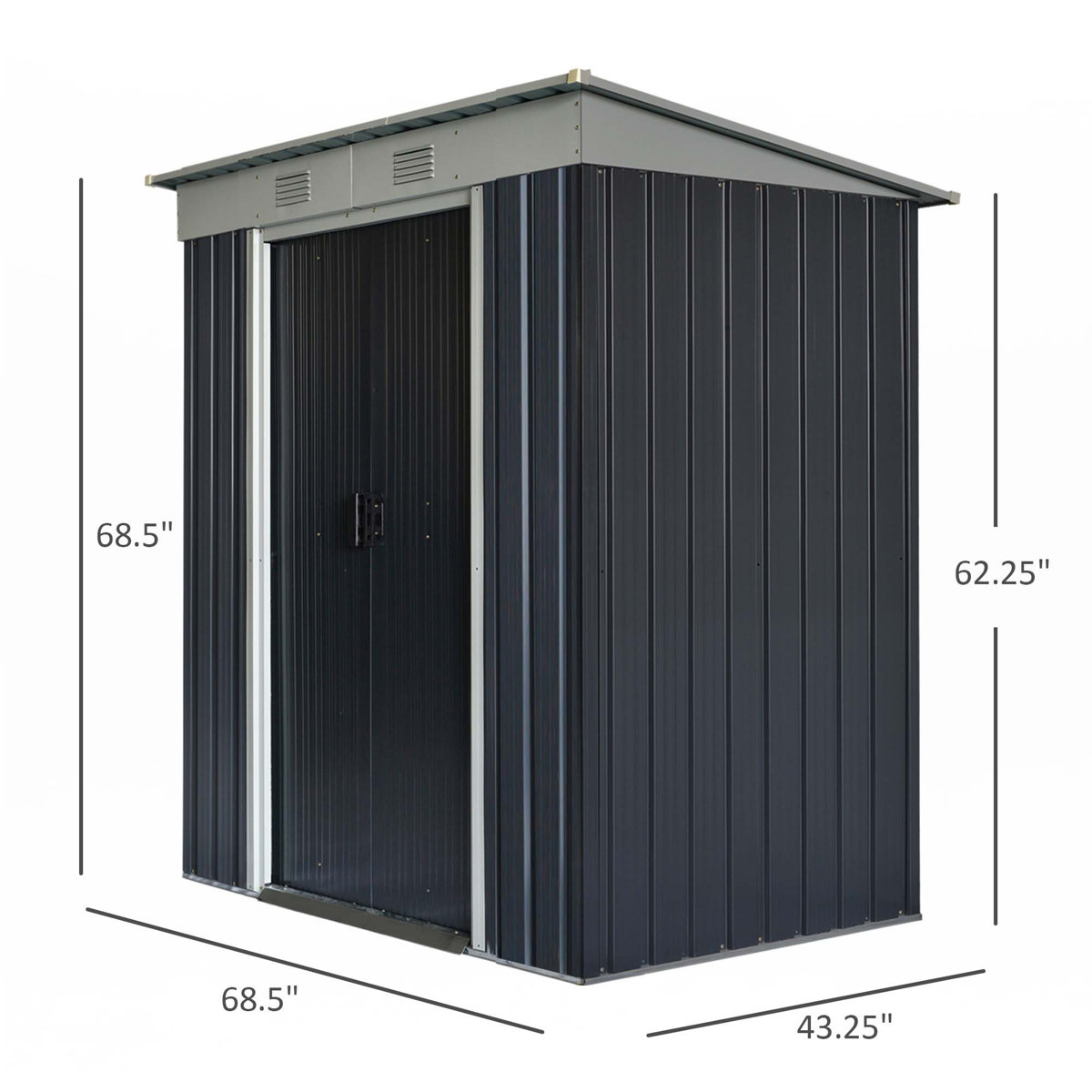 wtressa Outsunny 7' X 4' Metal Lean To Garden Shed, Outdoor Storage ...