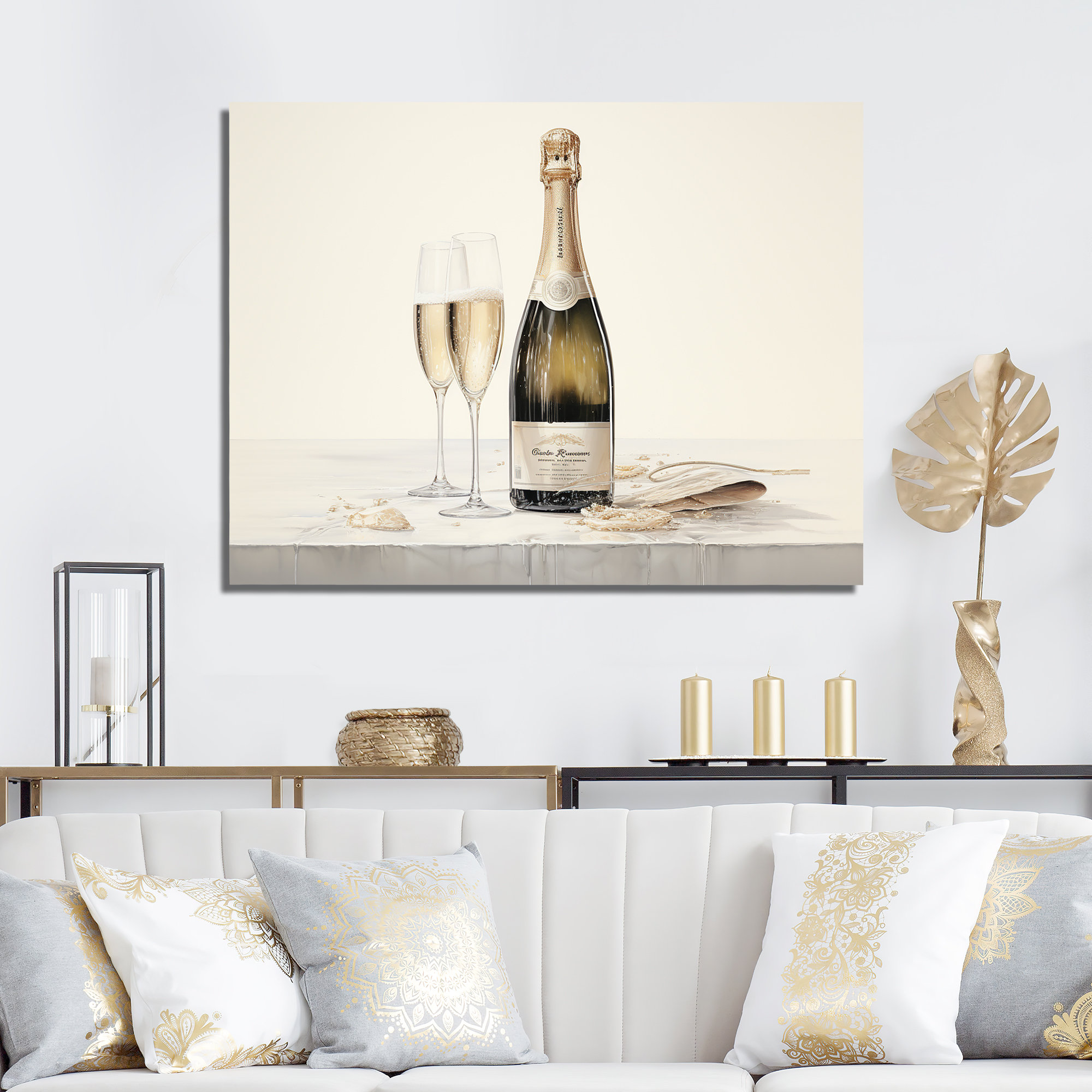 Design Art Curve Champagne Glassese - Wine & Champagne Wall Decor | Wayfair