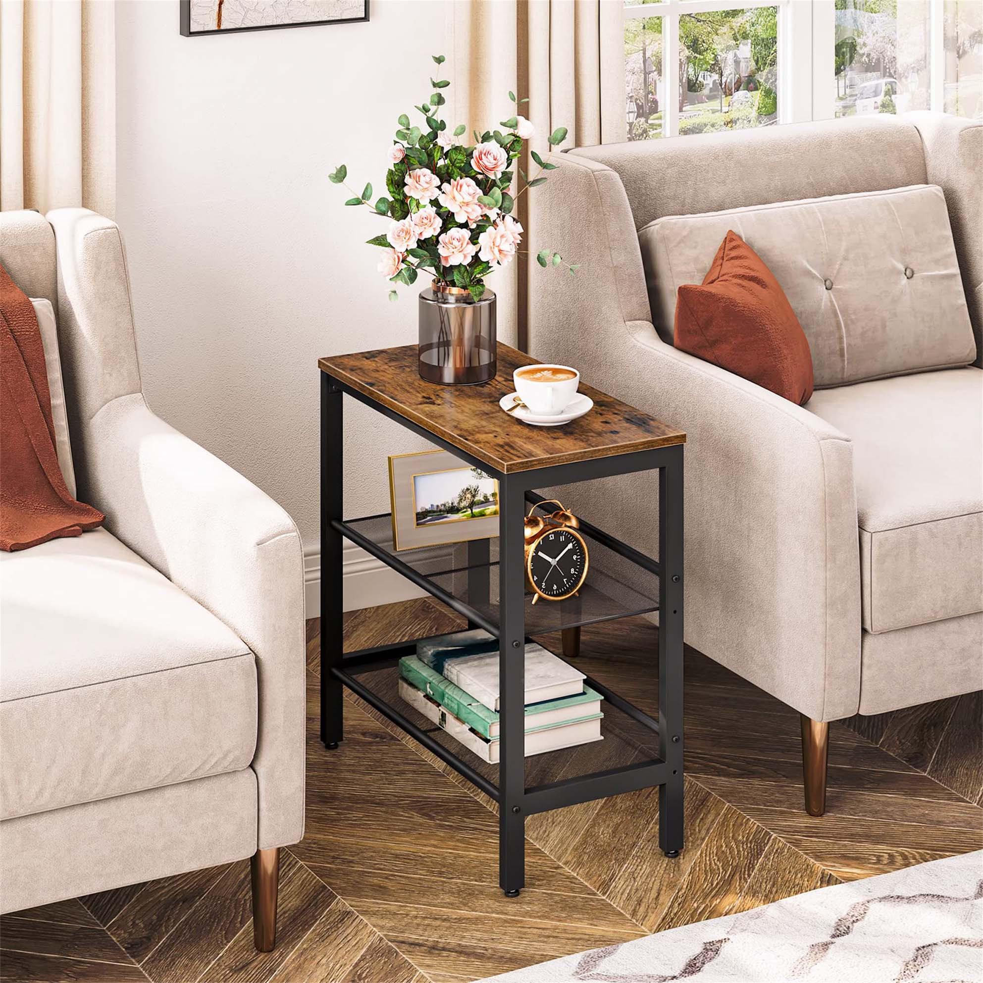 17 Stories 3-Tier Narrow Side Table With 2 Flat Or Slant Adjustable ...