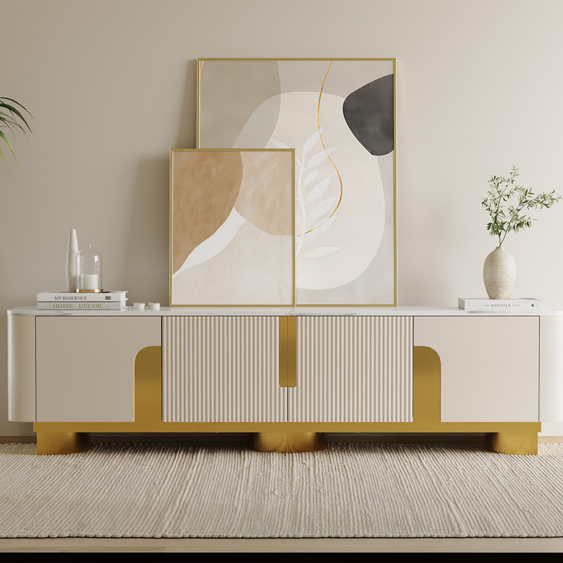 Mercer41 Elina Nordic Rounded-Corner TV Stand with Storage & Reviews ...