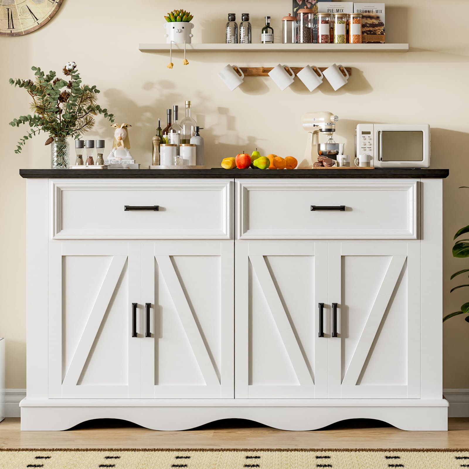 August Grove® 58" Large Wooden Buffet Cabinet with Storage, Modern ...