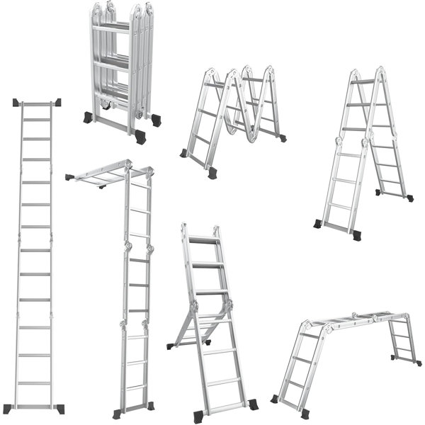 MODVAT 7-in-1 Folding Step Ladder,Multi-Purpose Aluminium Ladder with ...