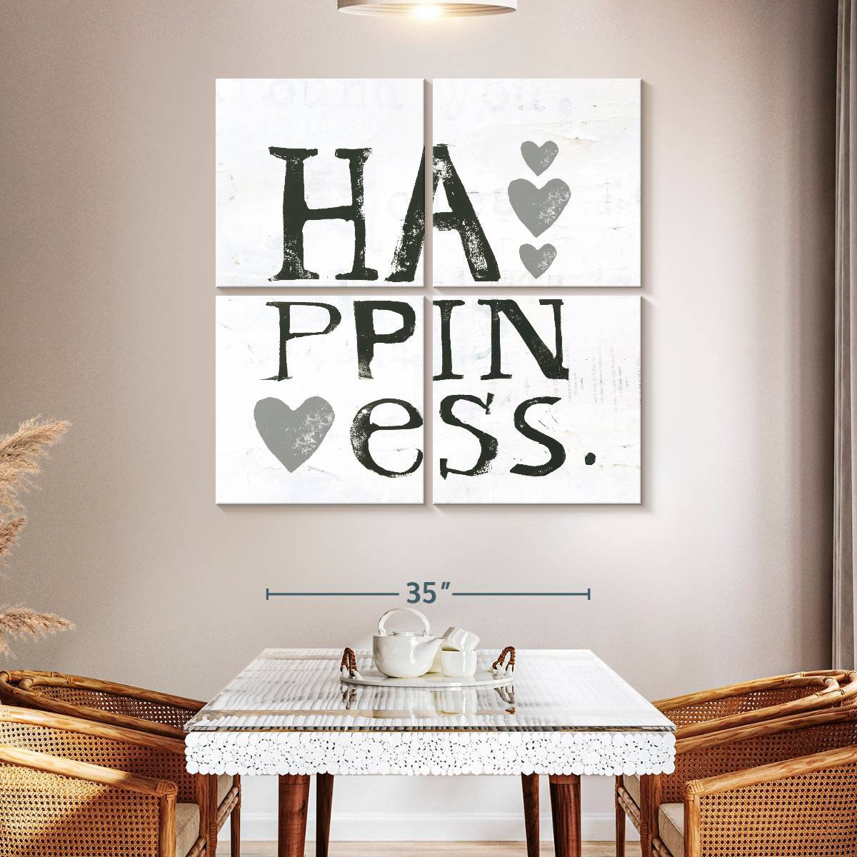 Ebern Designs Tergel Happiness Gray Hearts | Wayfair