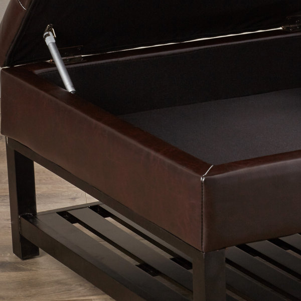 Alcott Hill® Dillonvale 31" Wide Faux Leather Tufted Square Ottoman ...