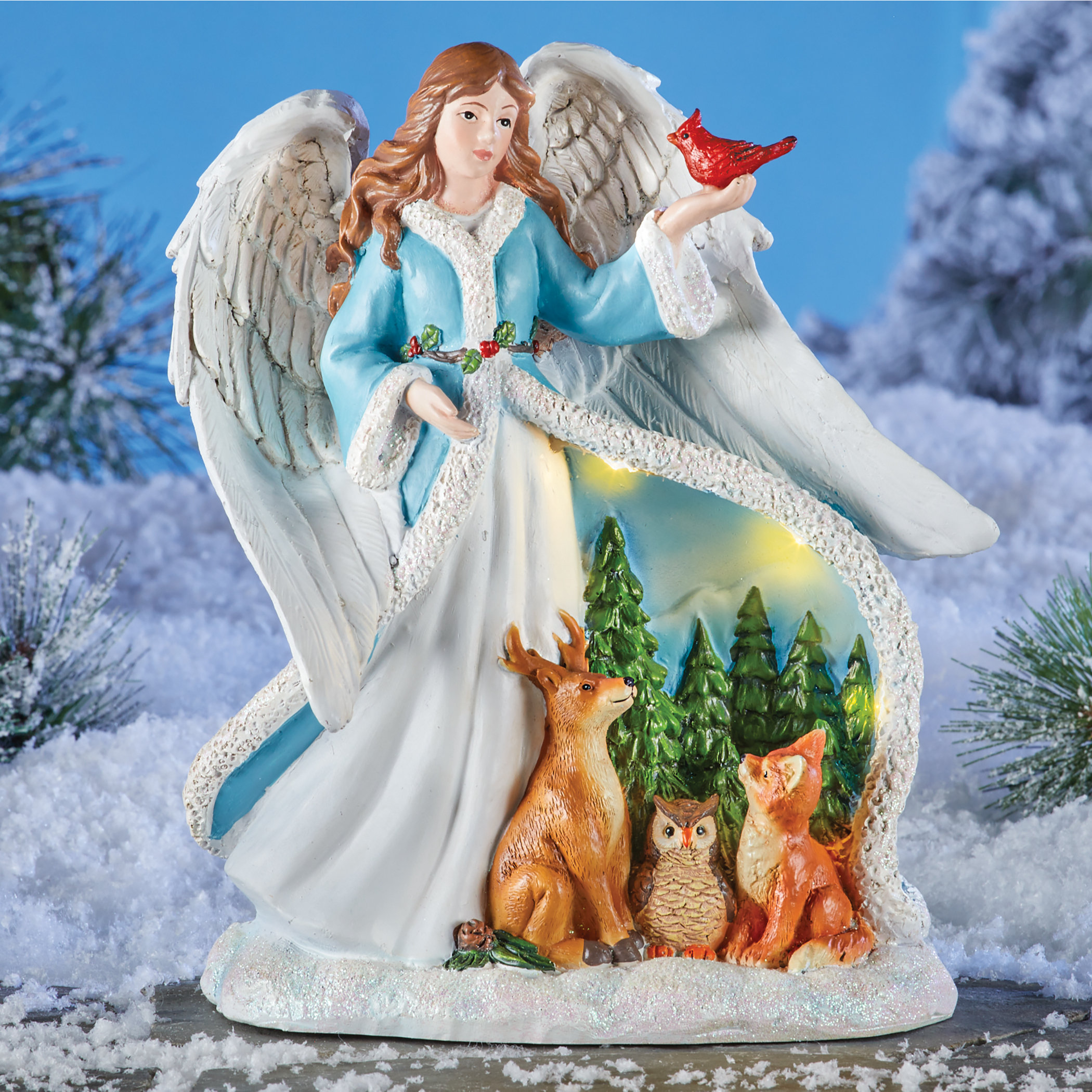 Trinx Solar Powered Angel With Animals Garden Statue - Wayfair Canada