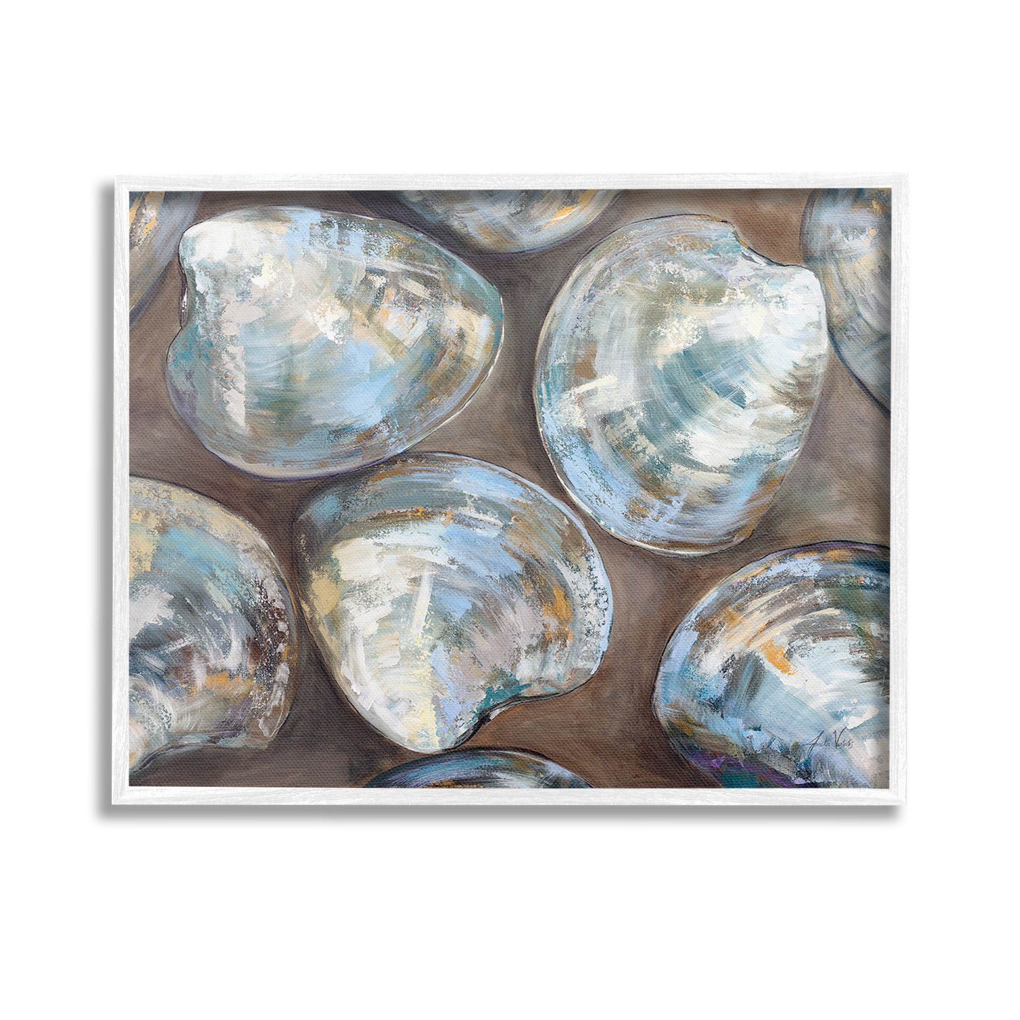 Stupell Industries Clam Shell Pattern Framed Giclee Art by Jeanette ...