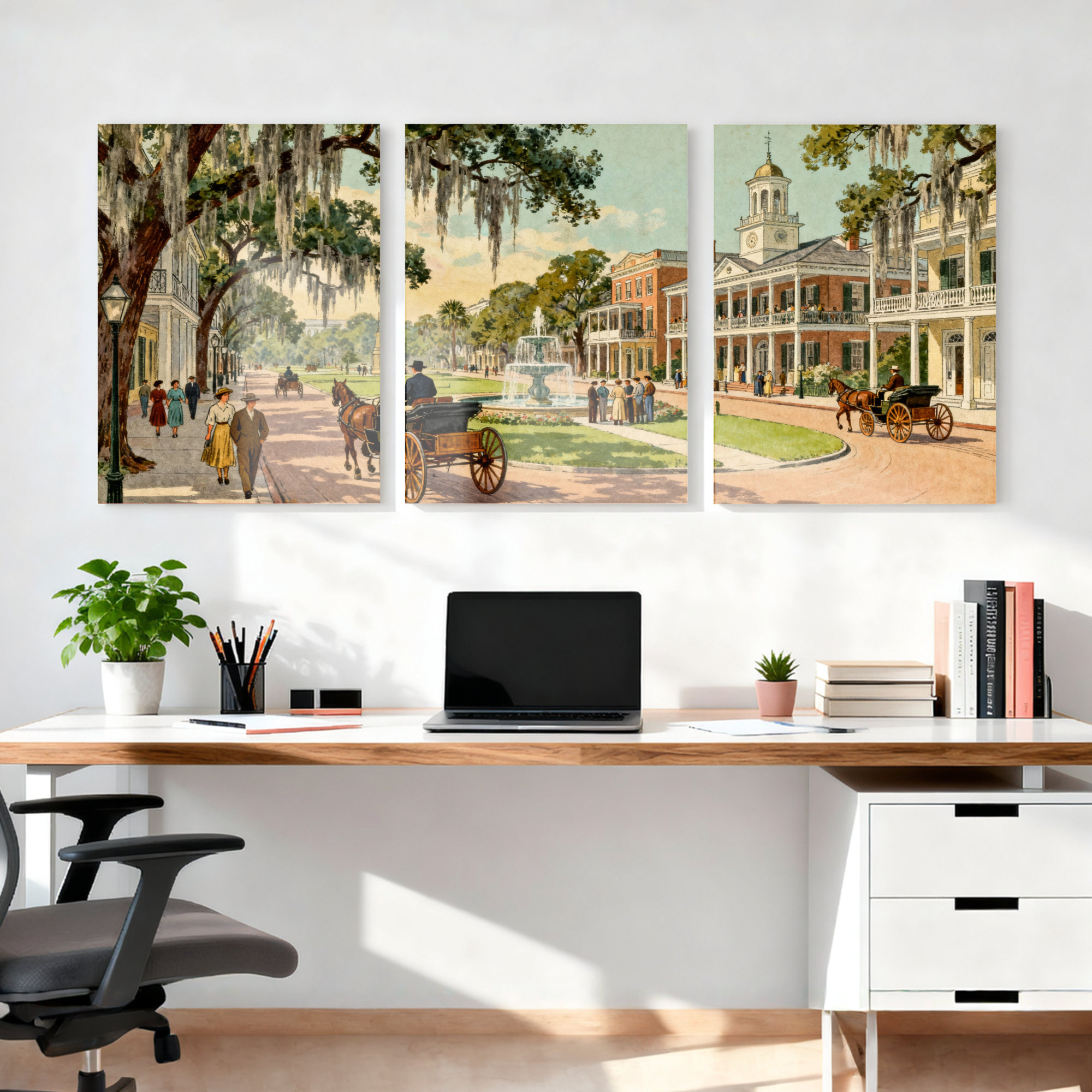 Alcott Hill® Historic Southern Town Scene Canvas Wrapped Wall Art Oil ...