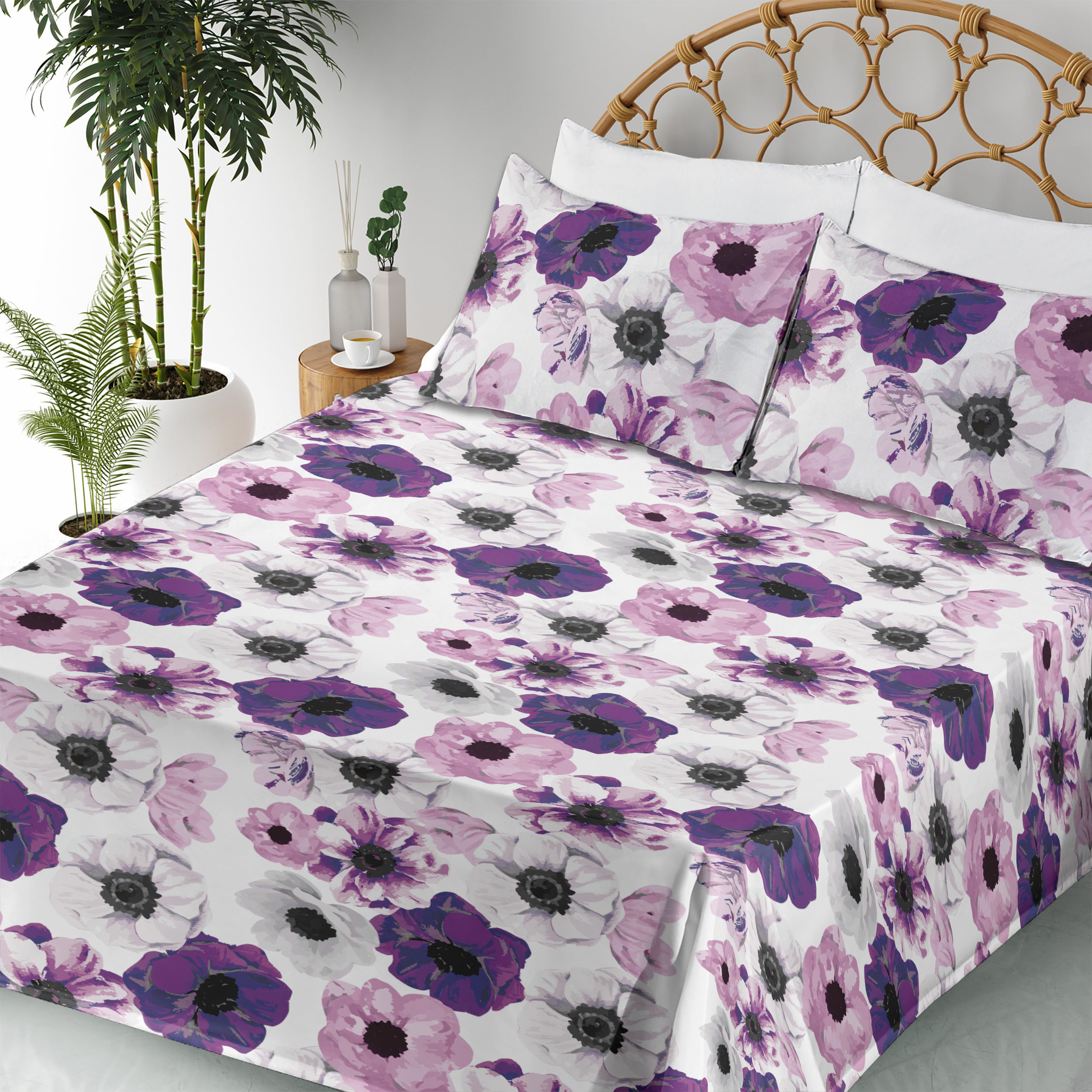 Ambesonne Floral Design Sheet Set Garden Scene Flowers Pale Pink Pale ...