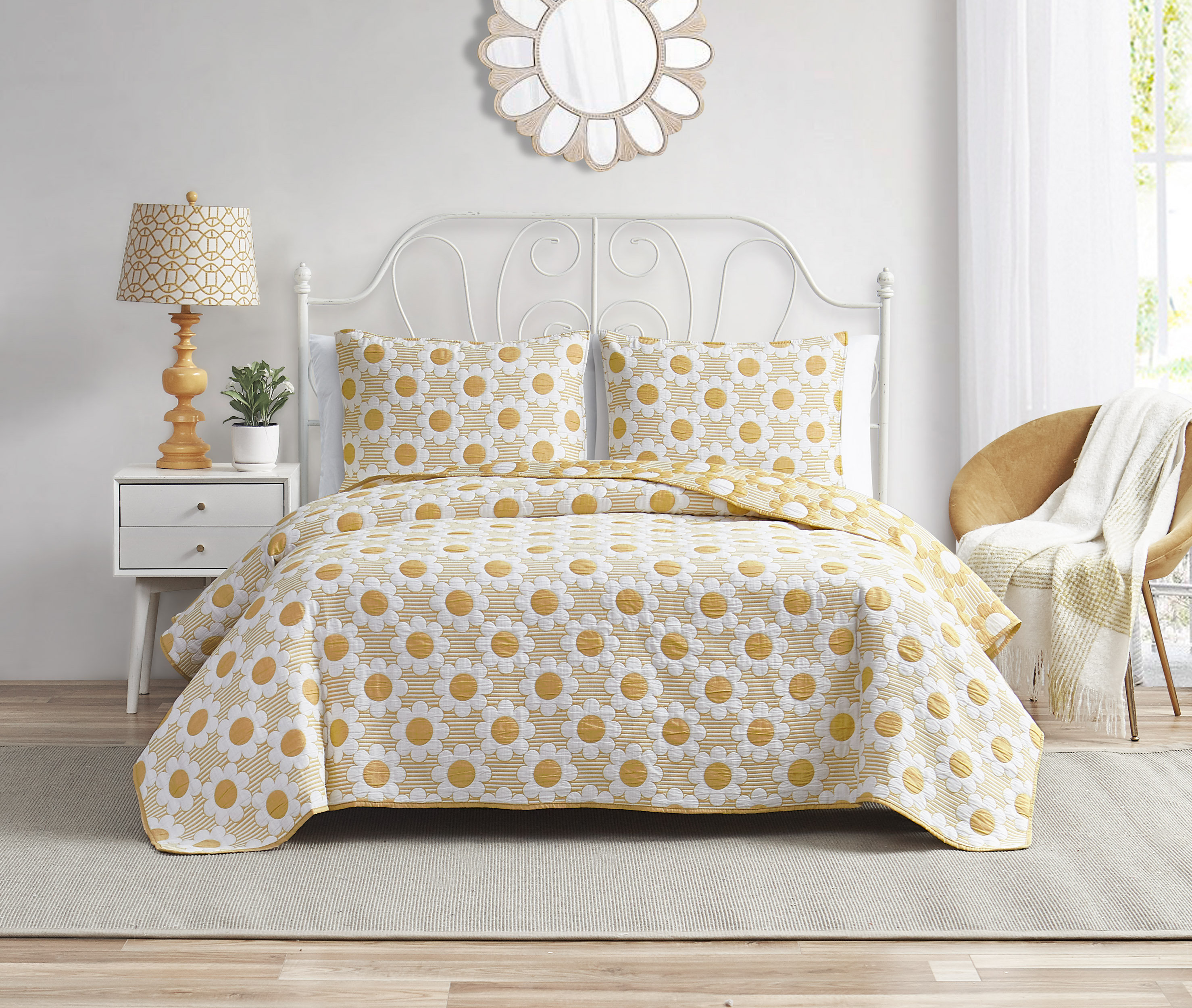 DESIGN STUDIO Daisy Flower All-Season Soft Woven Matelasse Jacquard ...