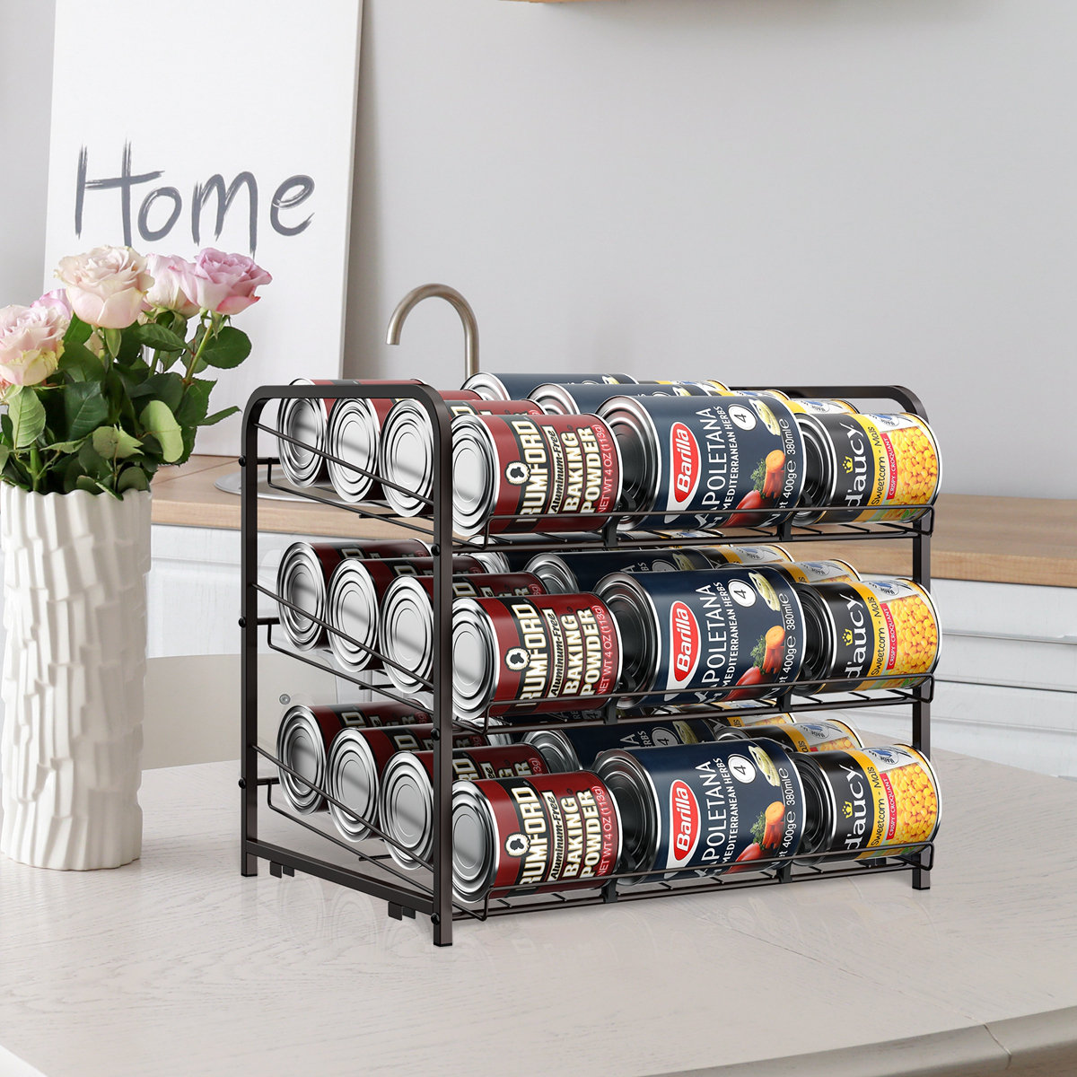 Rebrilliant 3 Tier Stackable Can Rack Organizer For 36 Can Kitchen ...