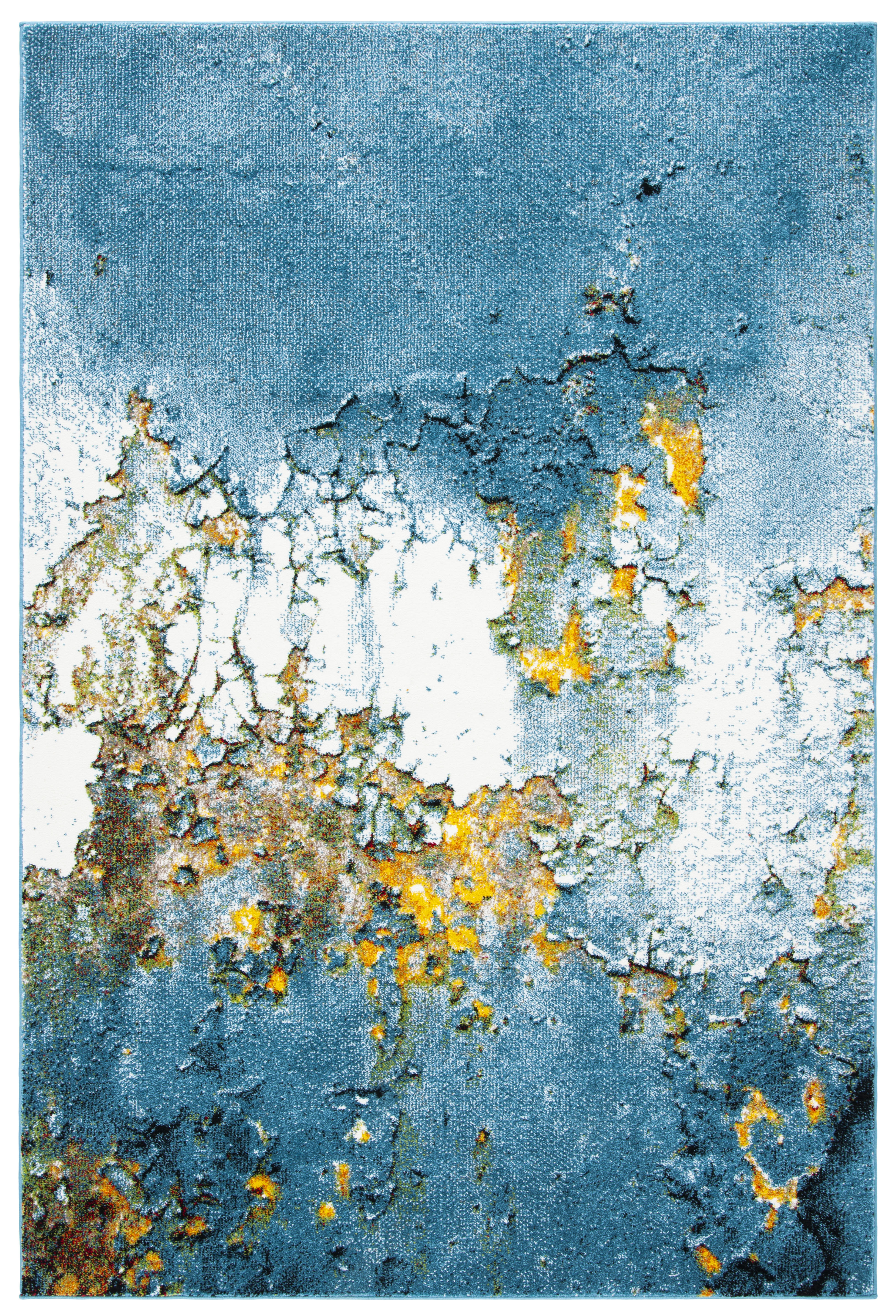 Williston Forge Tapis bleu / doré à motif abstrait Jaxen et ...