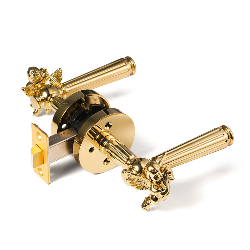 NUODE Privacy Door Lever with Round Rosette Keyless Lock | Wayfair