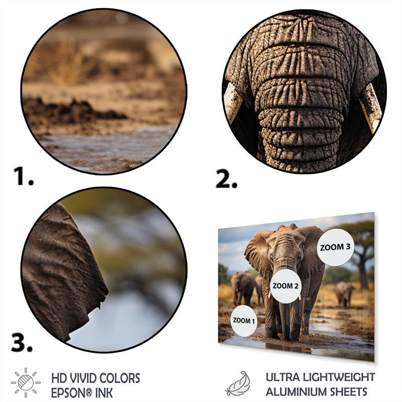 Design Art Elephant Majestic Guardian - Animals Metal Wall Decor Set ...