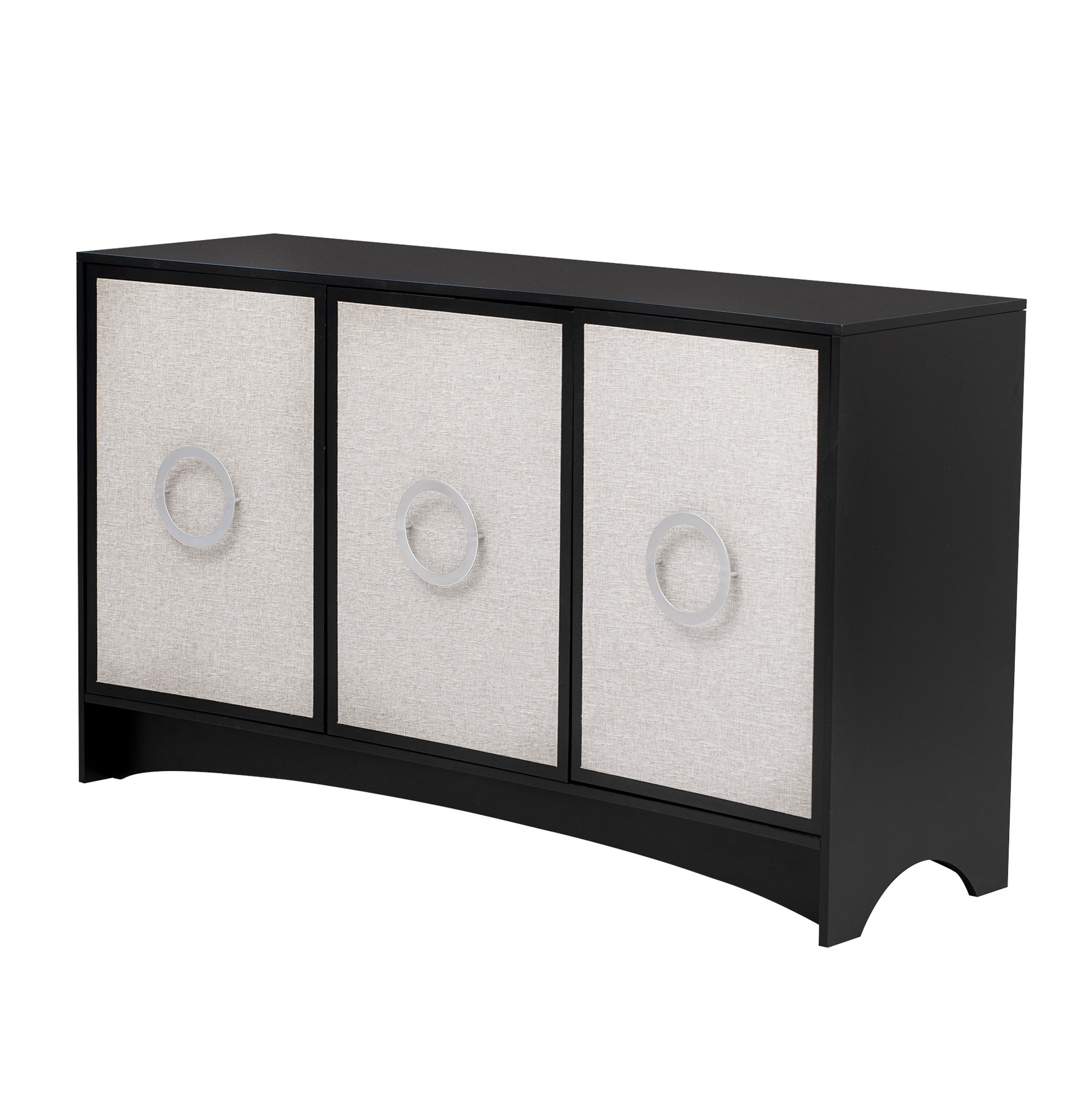 Ebern Designs Curved Design Storage Cabinet with Three Doors and ...