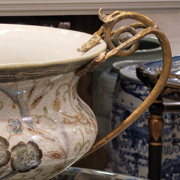 Danny's Fine Porcelain White/Gold Handmade Porcelain Table Vase | Perigold