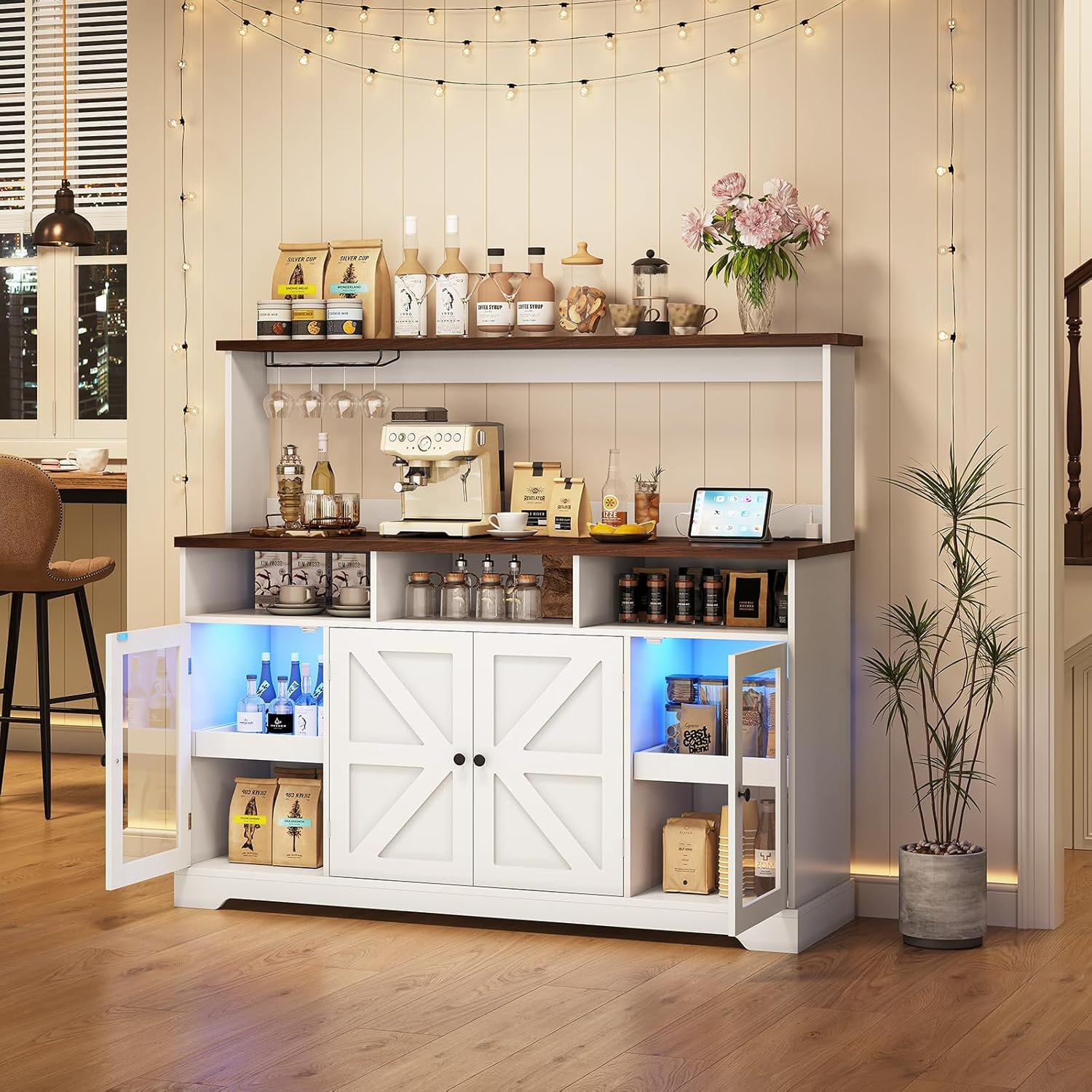 Wrought Studio Farmhouse Sideboard Buffet Cabinet With Goblet Holder ...