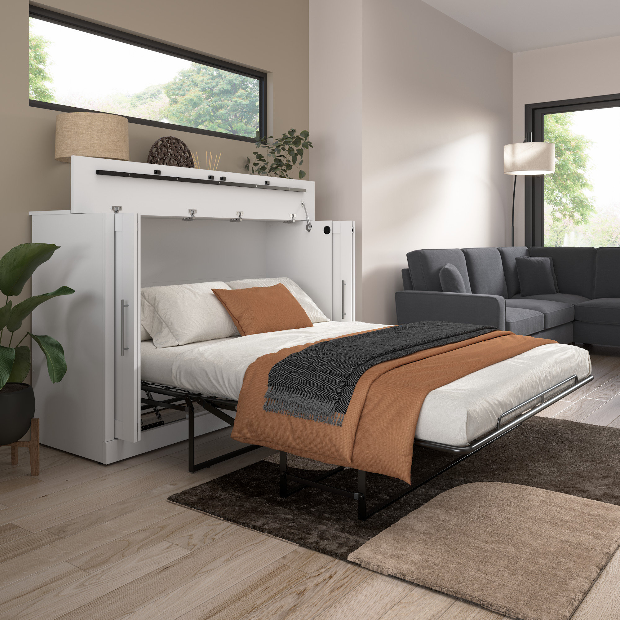 Wade Logan® Arlex Murphy Cabinet Bed with Mattress & Reviews | Wayfair