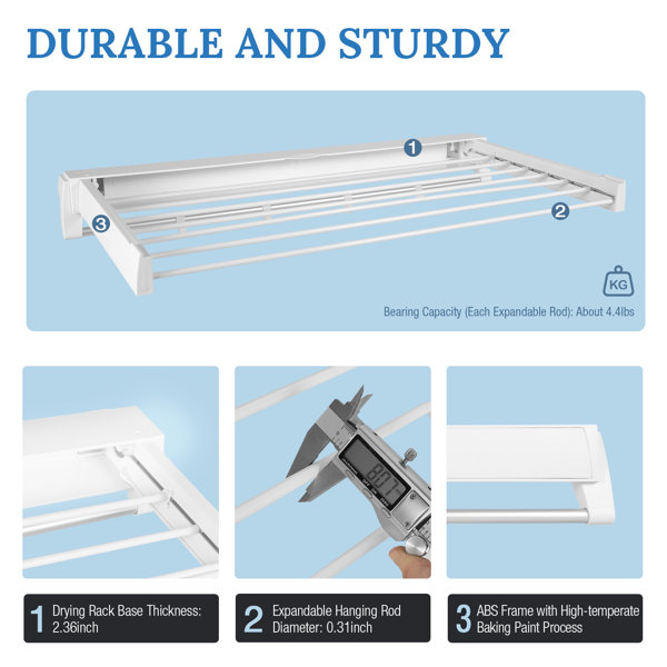 Rebrilliant Foldable Wall-Mounted Drying Rack & Reviews | Wayfair